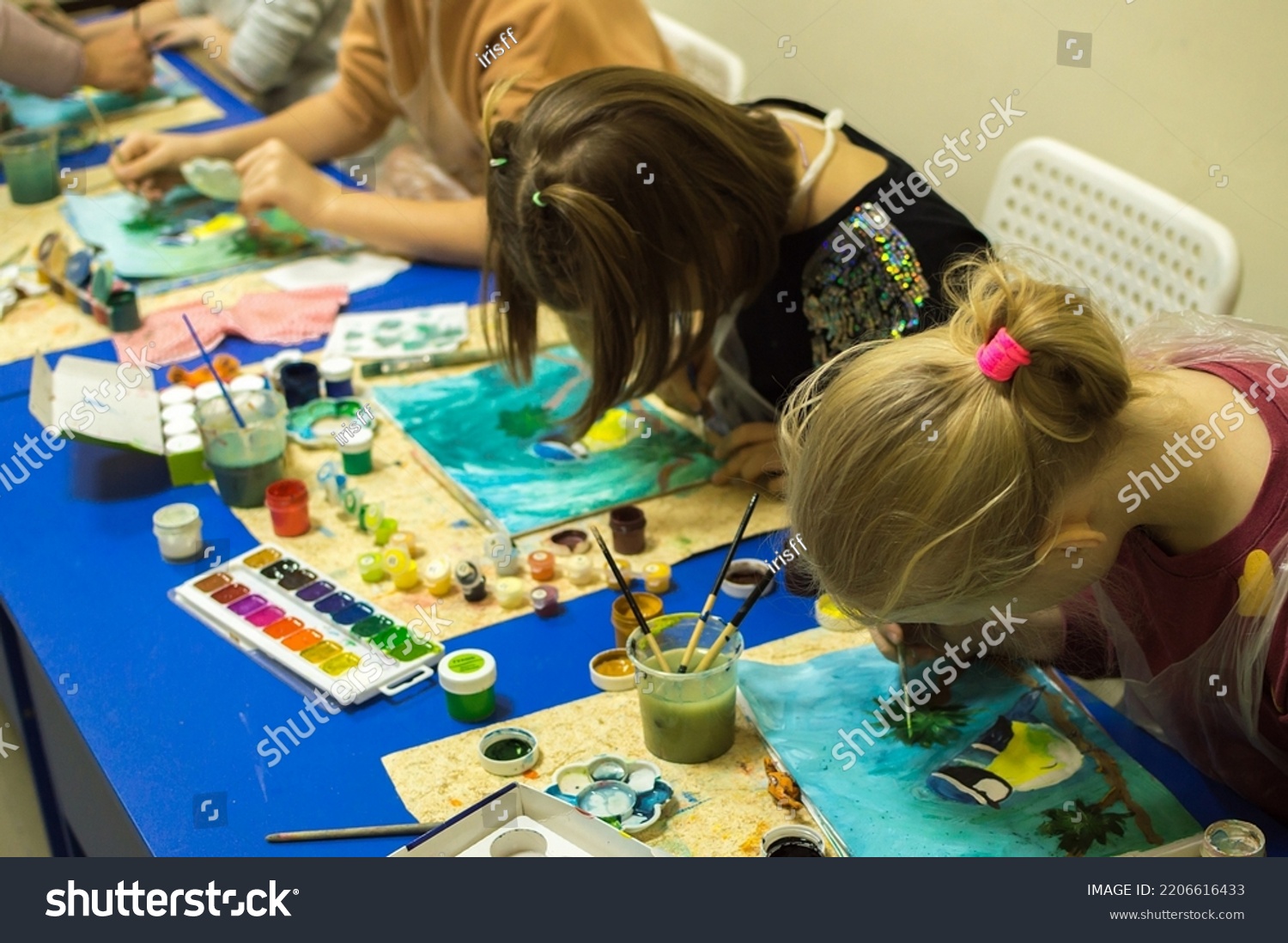 Drawing Lesson Children Learn Draw Gouache Stock Photo 2206616433 ... Drawing Lesson Children Learn Draw Gouache Stock Photo 2206616433 ...
