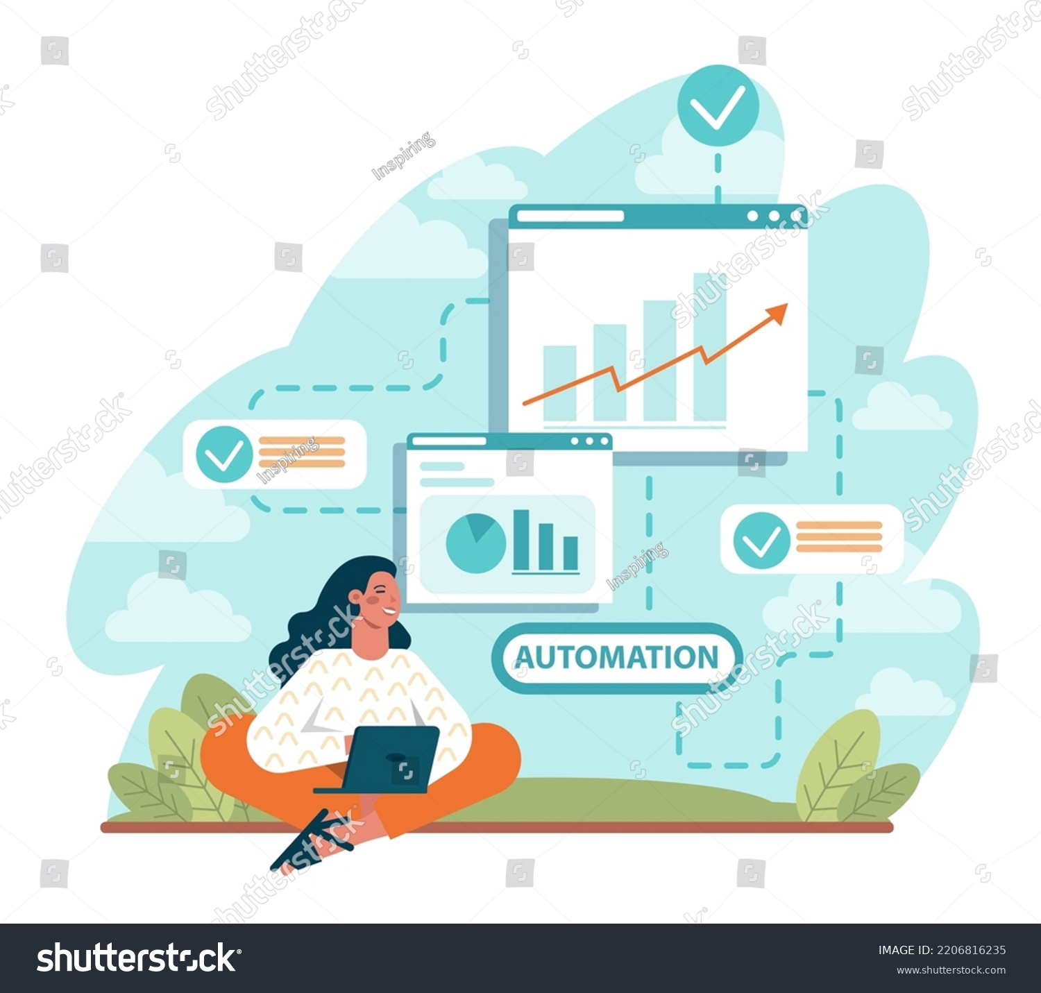 Automation Concept Automated Systems Ai Working Stock Vector (Royalty ...