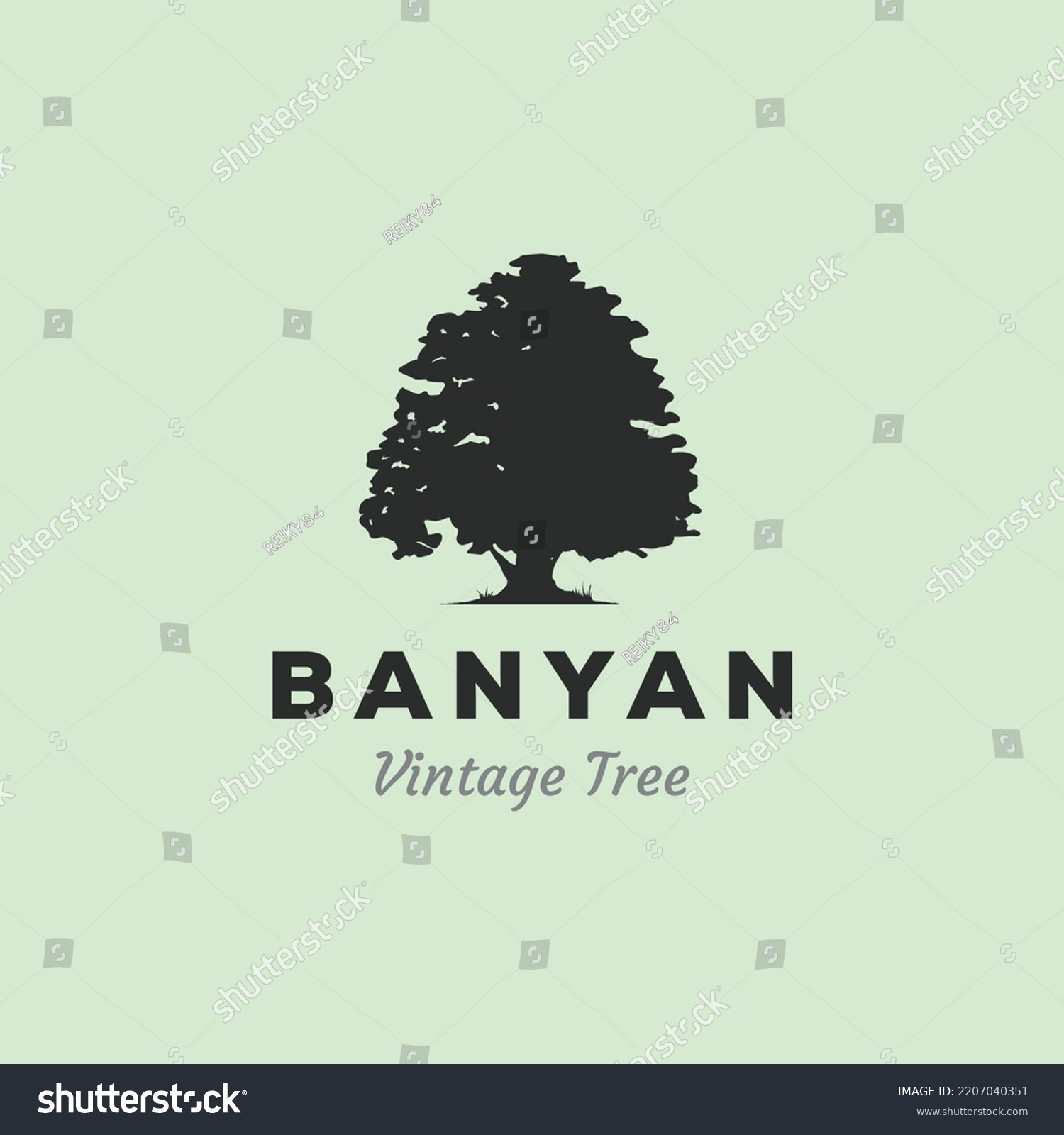 Vintage Retro Banyan Tree Logo Vector Stock Vector (Royalty Free ... Vintage Retro Banyan Tree Logo Vector Stock Vector (Royalty Free ...