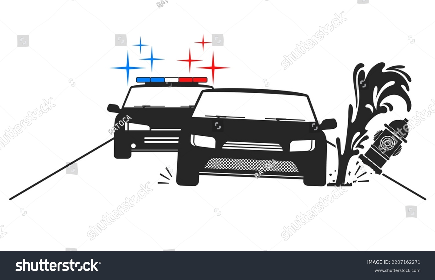 Design Police Chase Car Flat Draw Stock Vector (Royalty Free ...