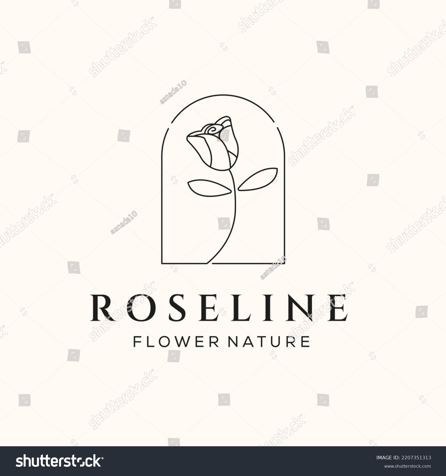 Rose Line Art Logo Vector Minimalist Stock Vector Royalty Free