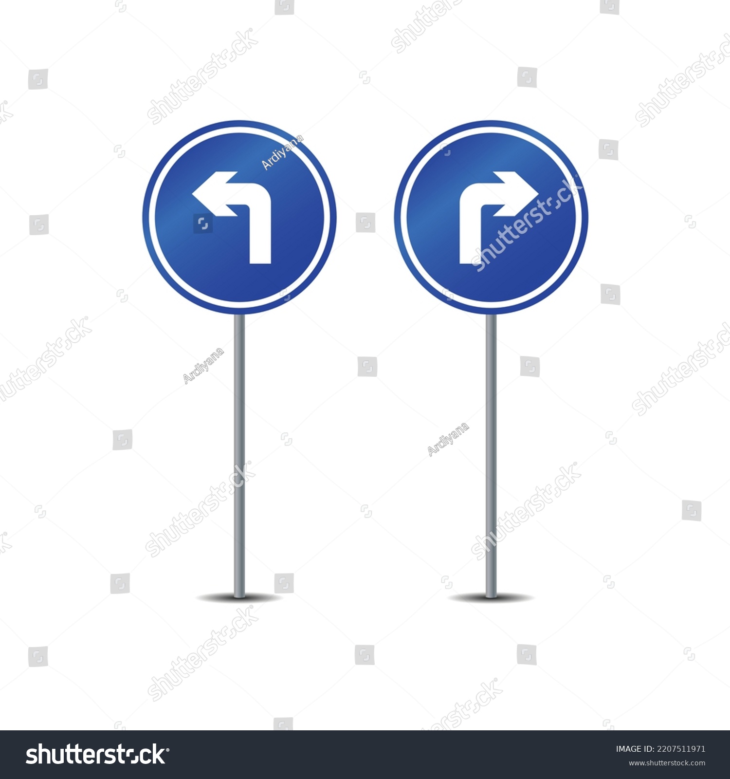Compulsory Turn Right Left Road Sign Stock Vector Royalty Free 2207511971 Shutterstock