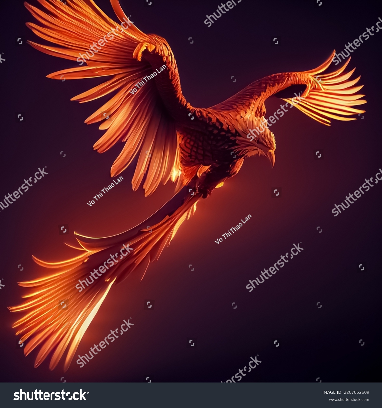 Portrait Beautiful Fire Phoenix Bird Flying Stock Illustration 2207852609 Shutterstock