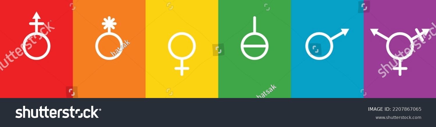 Different Gender Isolated Lgbtq Rainbow Set Stock Vector Royalty Free
