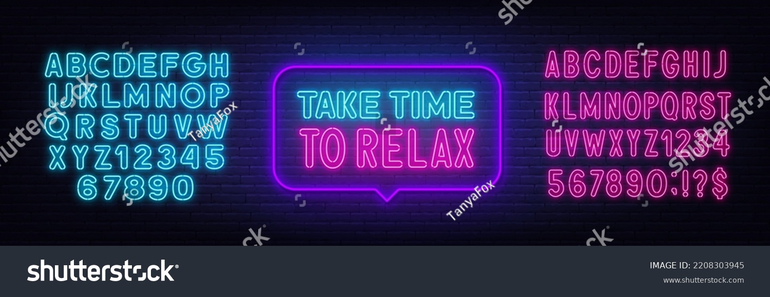 Take Time Relax Neon Sign Speech Stock Vector Royalty Free 2208303945 Shutterstock