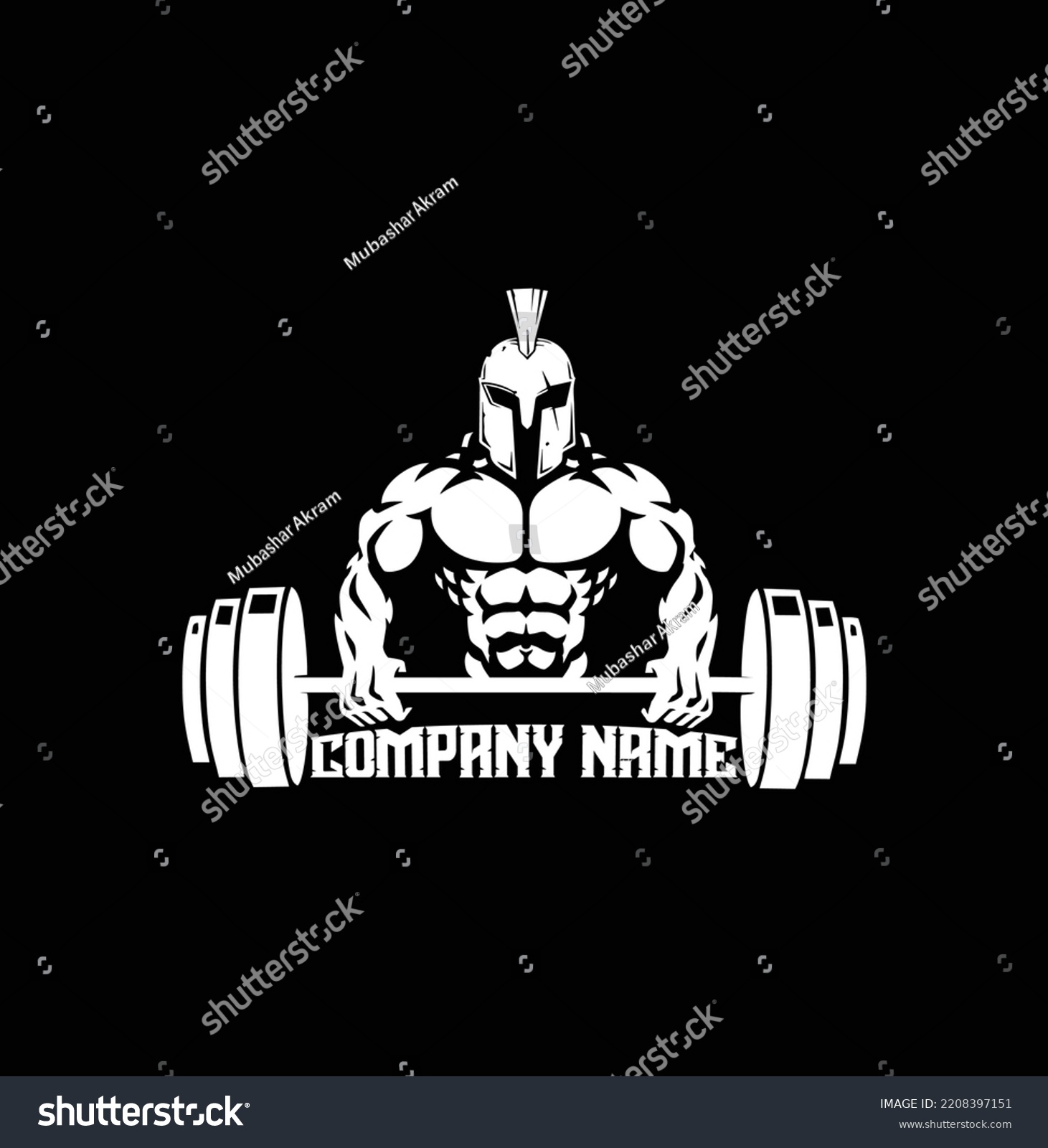 Muscular Spartan Barbell Logo Mascot Character Stock Vector Royalty