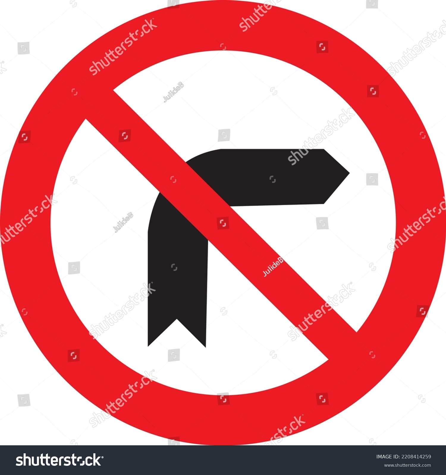 Turning Right Prohibited Traffic Safety Sign Stock Vector Royalty Free 2208414259 Shutterstock