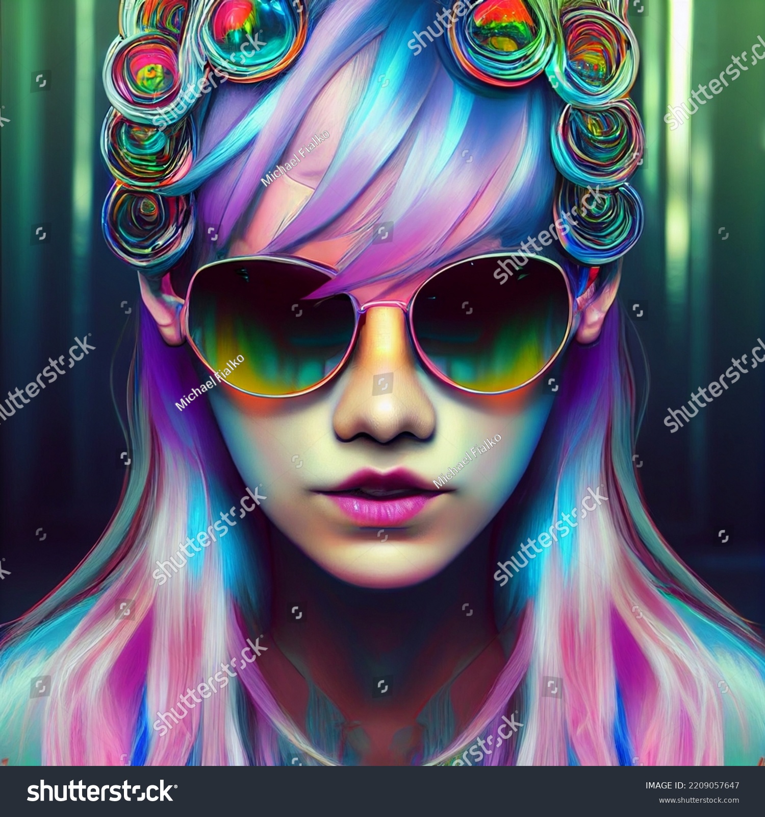 Metal Iridescent Beautiful Cool Rainbow Haired Stock Illustration 2209057647 Shutterstock