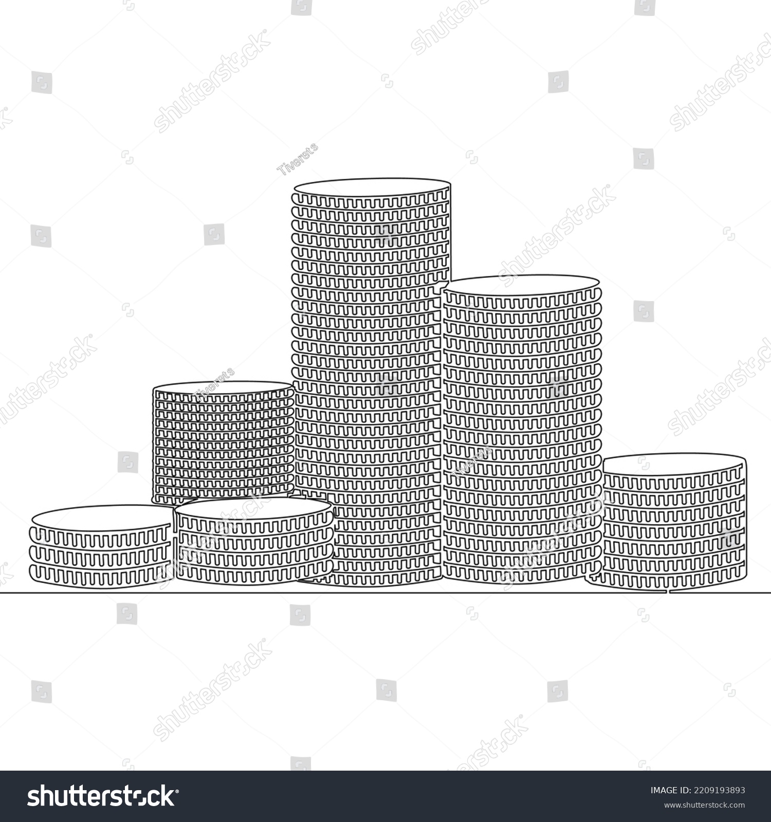 Continuous One Single Line Drawing Stack Stock Vector Royalty Free