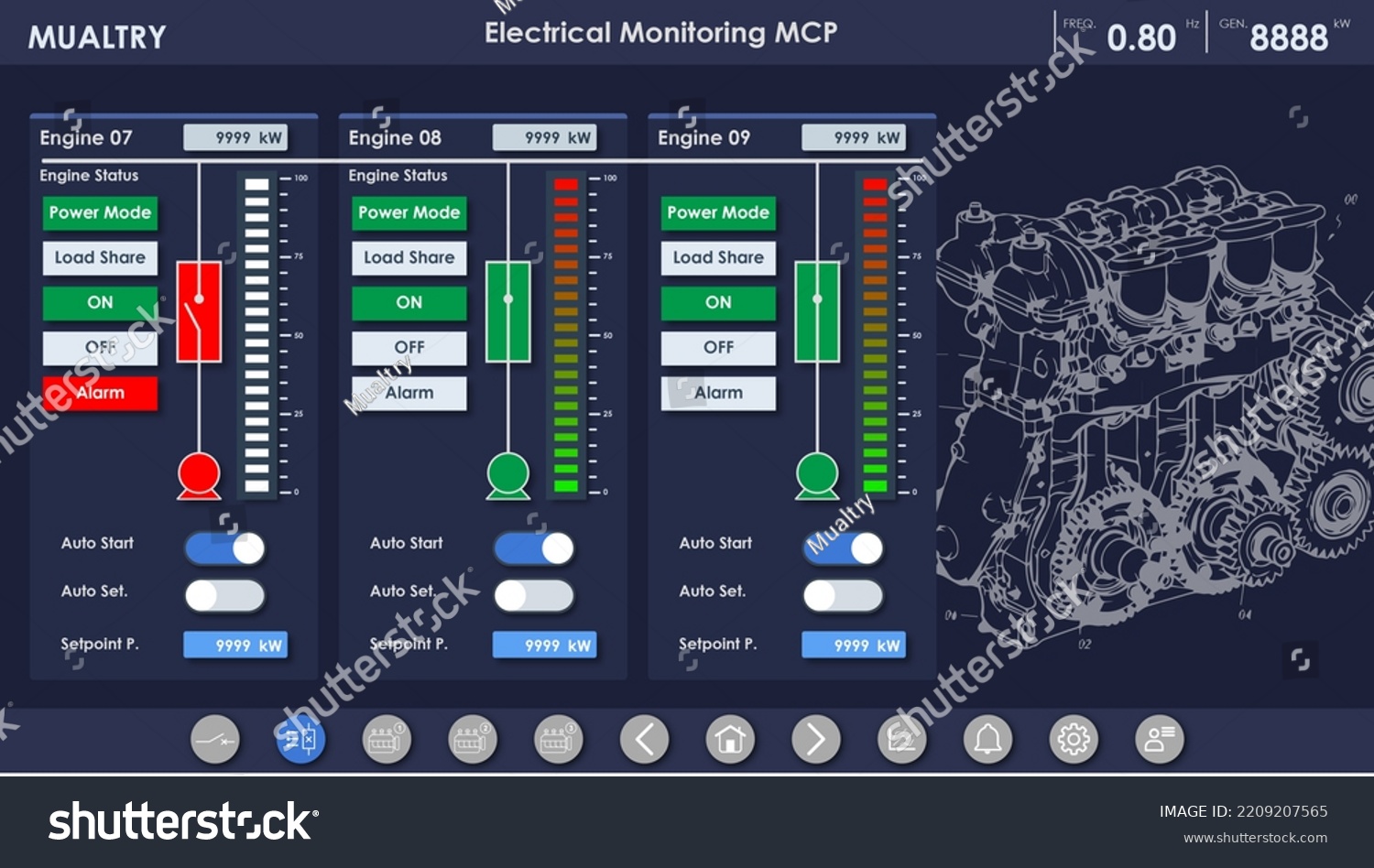 Hmi Scada Ui Template Industrial Flat Stock Illustration 2209207565