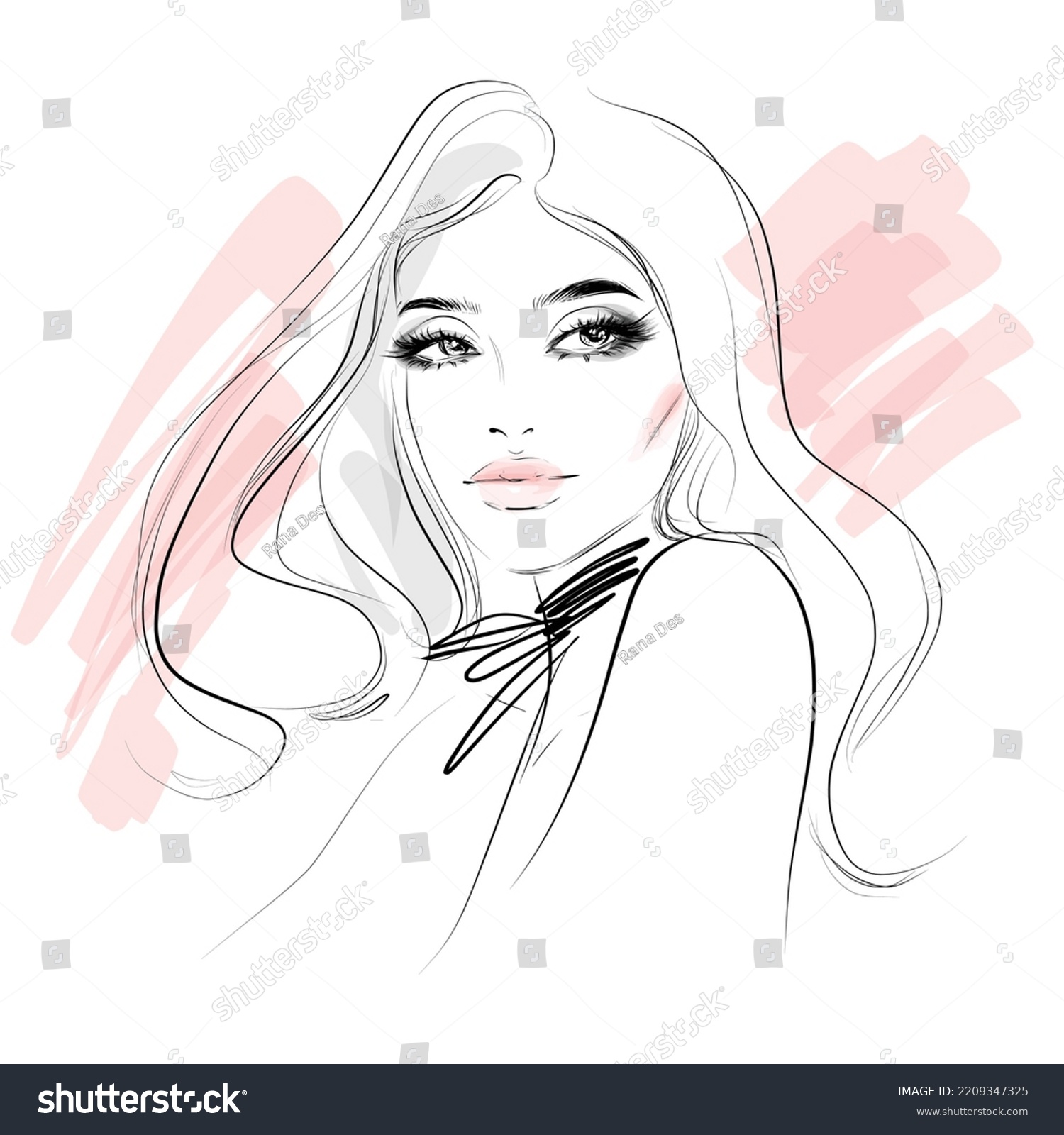 Beautiful Girl Face Black White Makeup Stock Vector Royalty Free