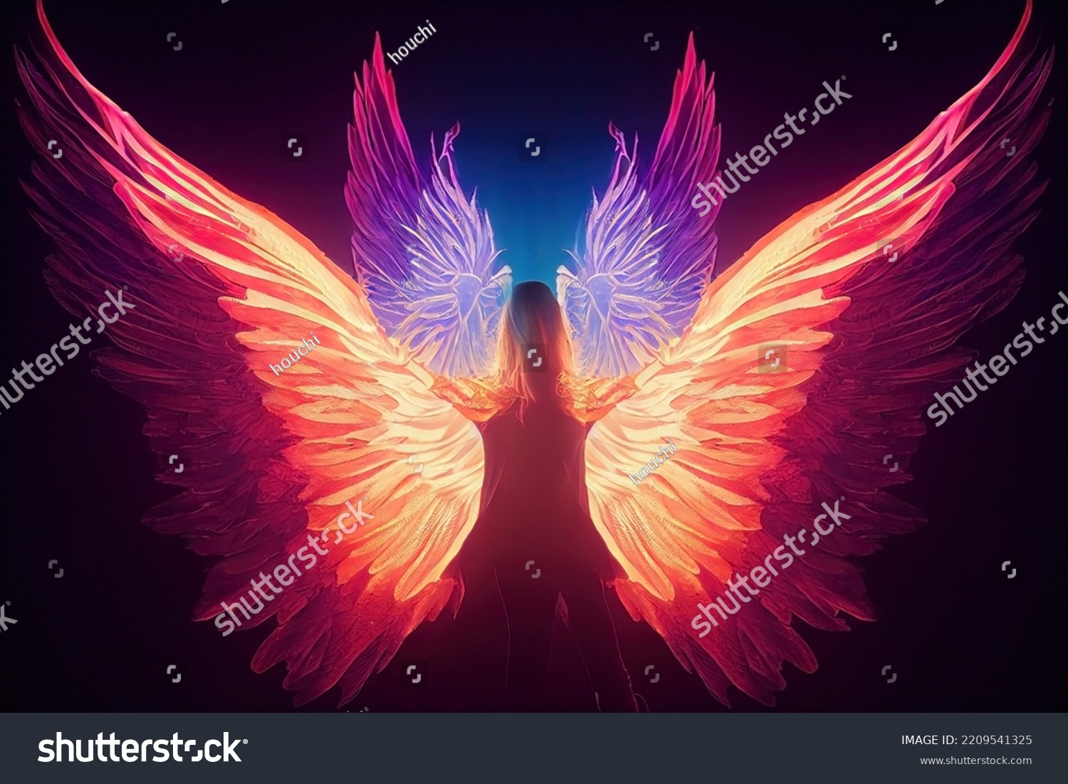 Fiery Glowing Angel Demon Wings Flame Stock Illustration 2209541325 Shutterstock
