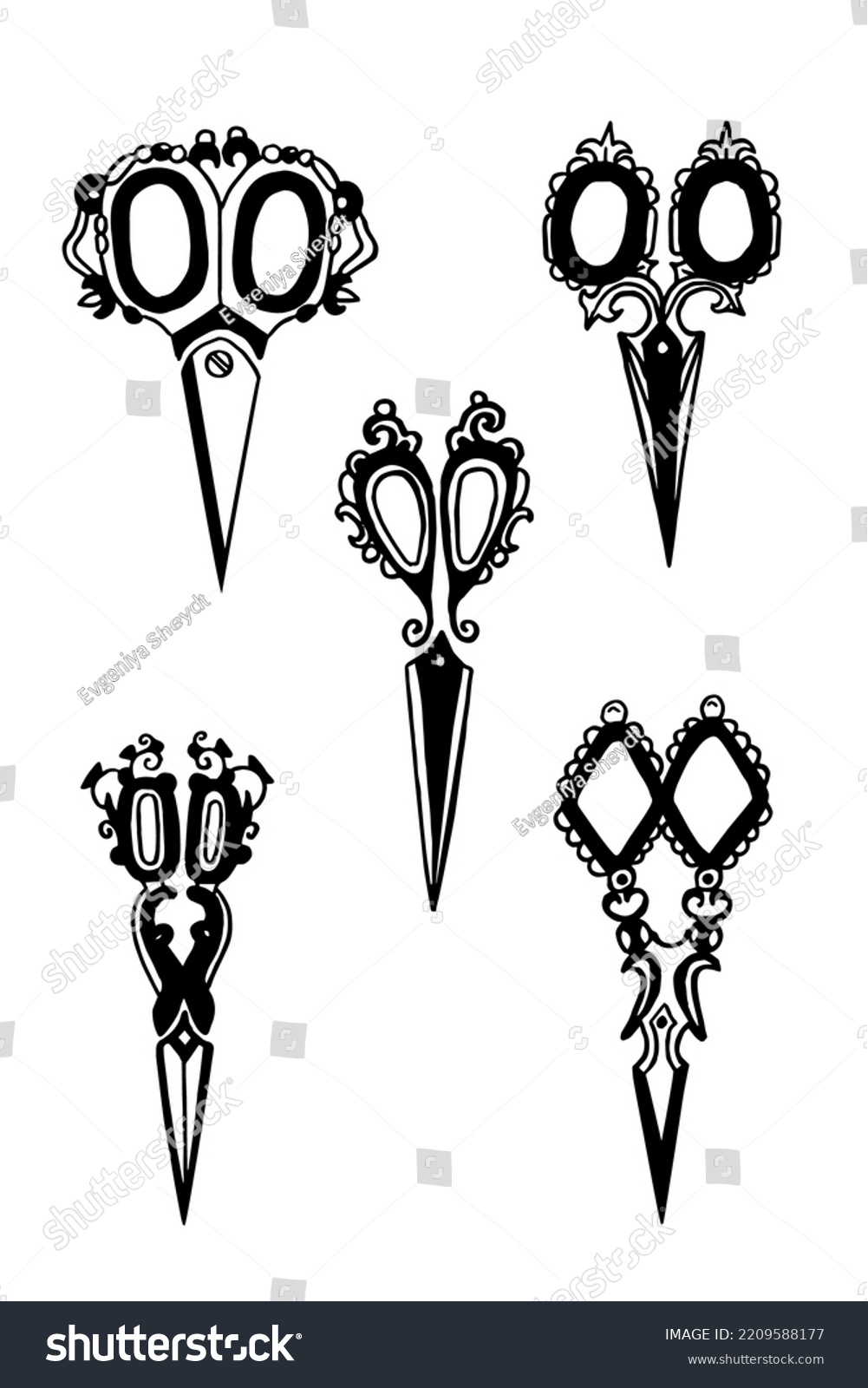 Antique Scissors Vector Silhouettes Collection Vintage Stock Vector ... Antique Scissors Vector Silhouettes Collection Vintage Stock Vector ...