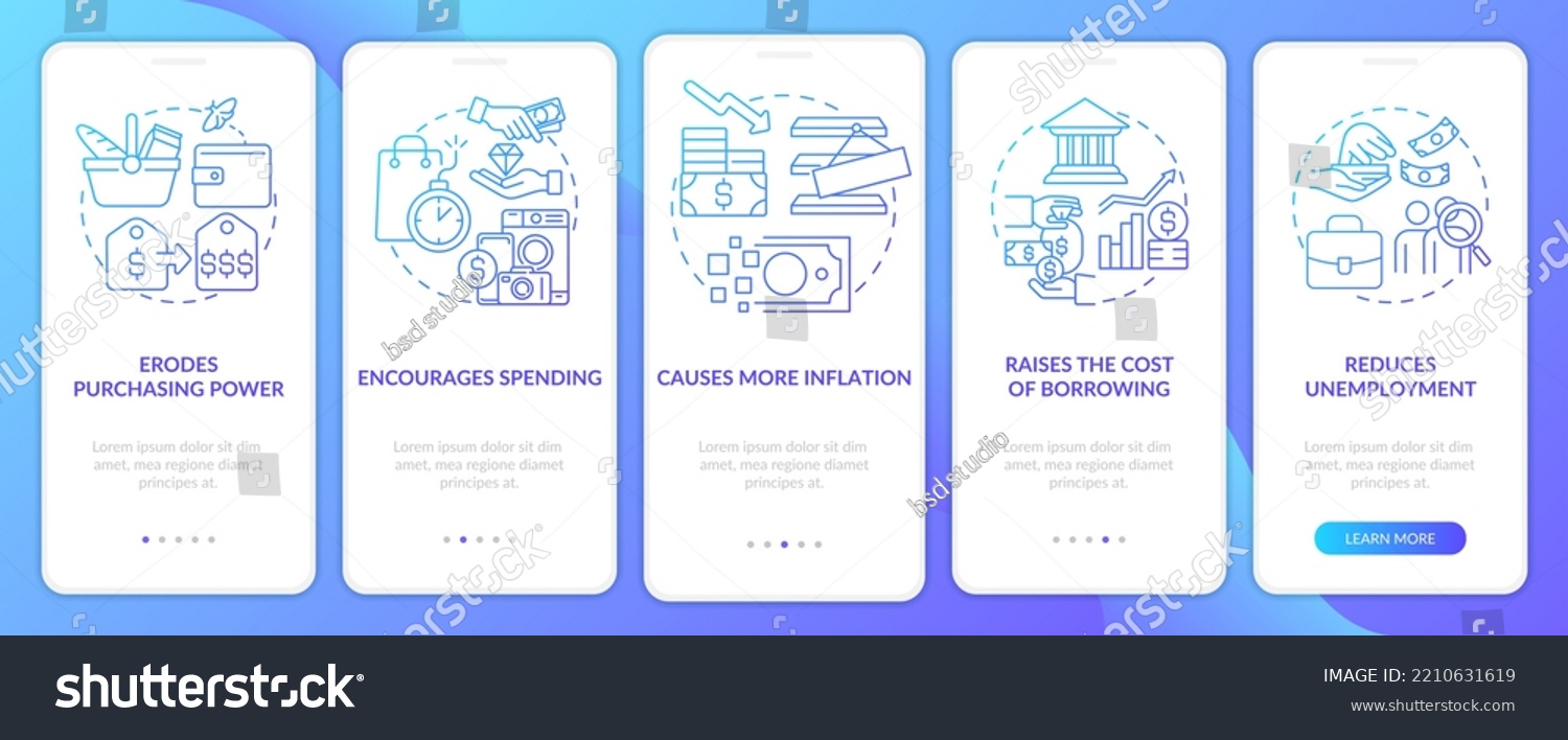 Effects Inflation Blue Gradient Onboarding Mobile Stock Vector (Royalty ... Effects Inflation Blue Gradient Onboarding Mobile Stock Vector (Royalty ...