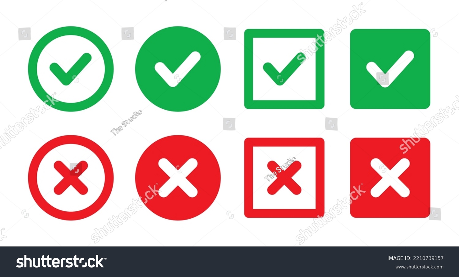 Right Wrong Icon Set Green Checkmark Stock Vector Royalty Free