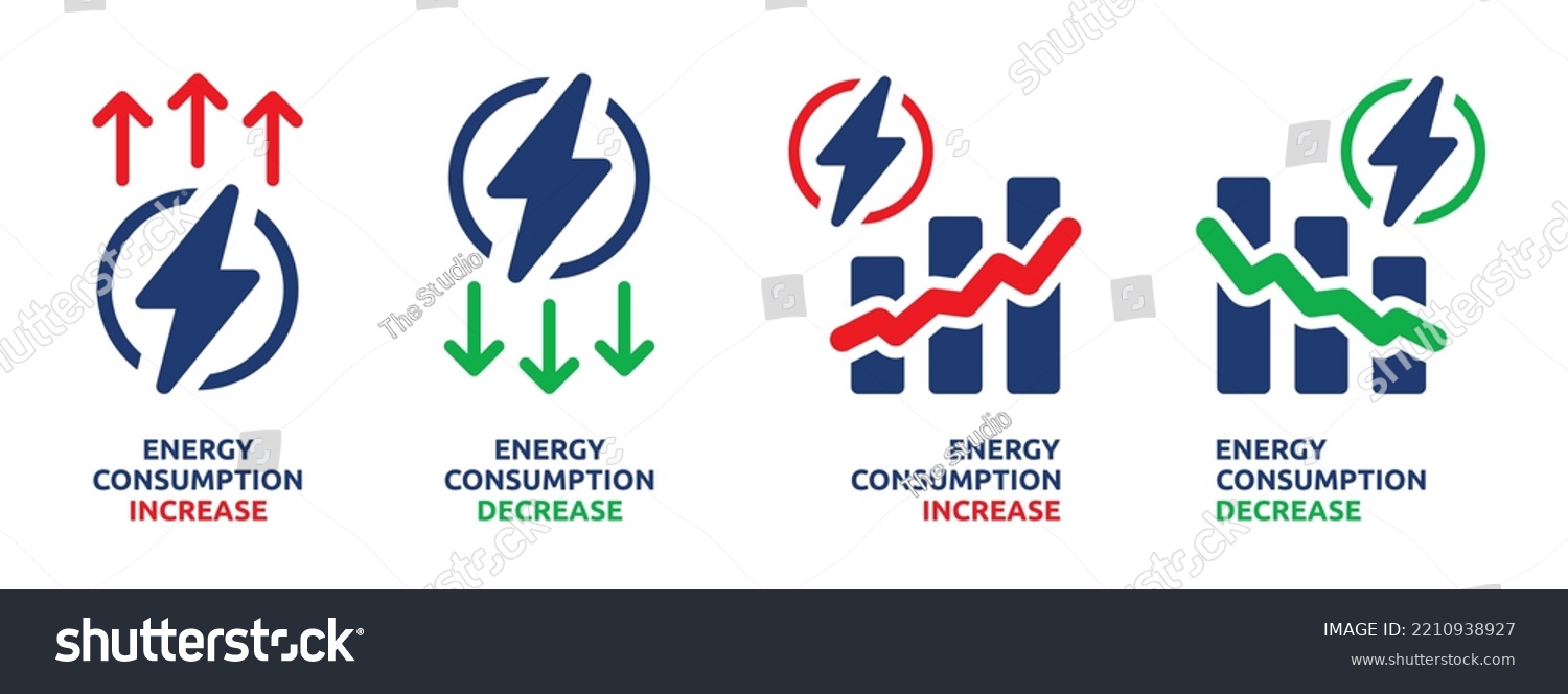 Set Energy Consumption Increase Decrease Icon Stock Vector (Royalty ...