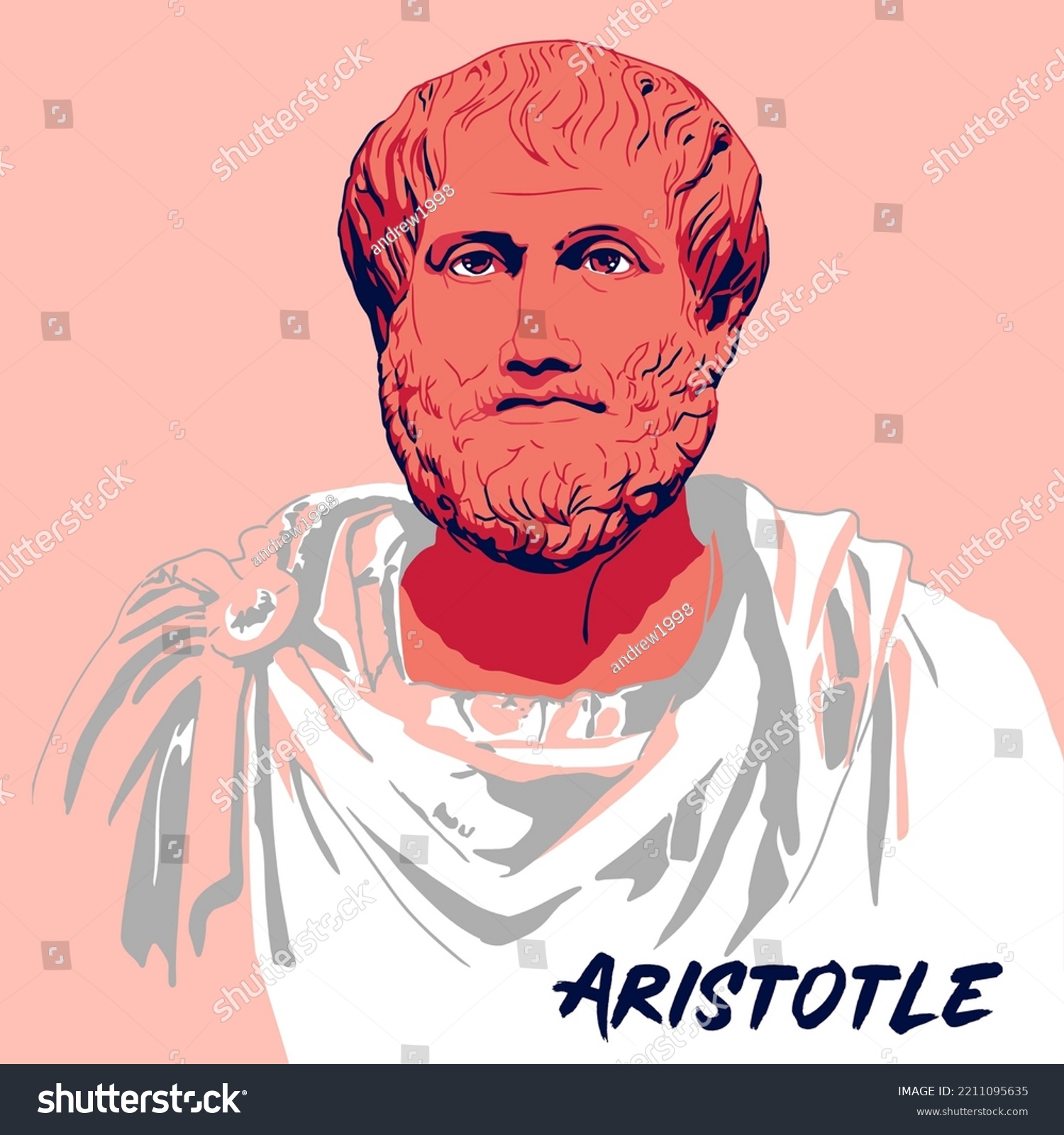Vector Portrait Ancient Greek Philosopher Aristotle Stock Vector ...