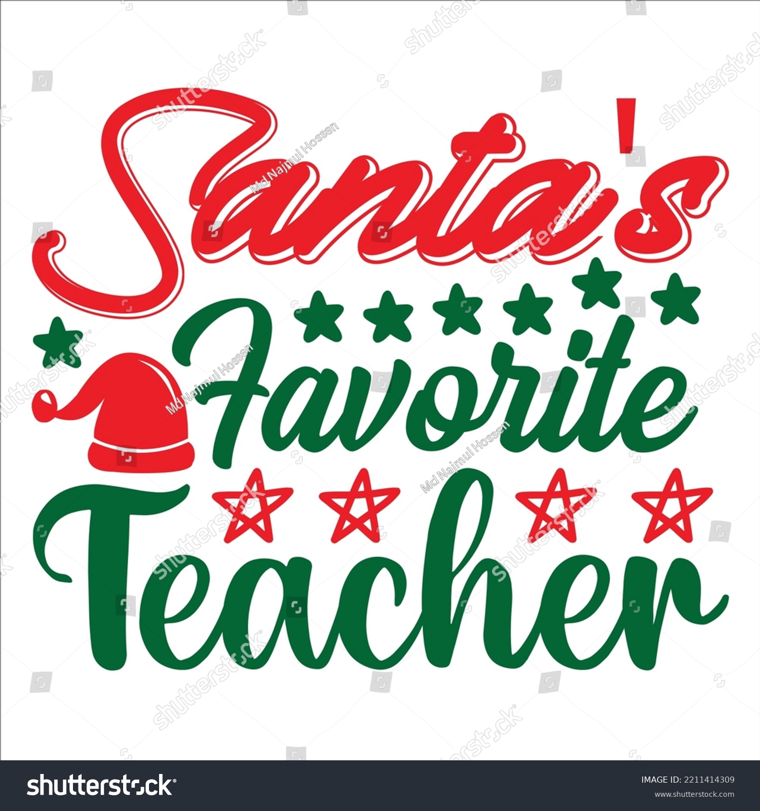 Santas Favorite Teacher Merry Christmas Shirts Stock Vector Royalty