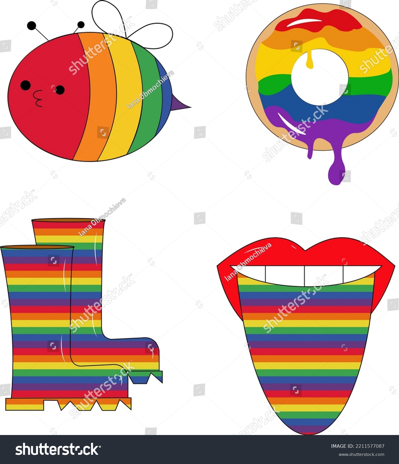 Vector Set Lgbtq Community Symbols Retro Stock Vector Royalty Free