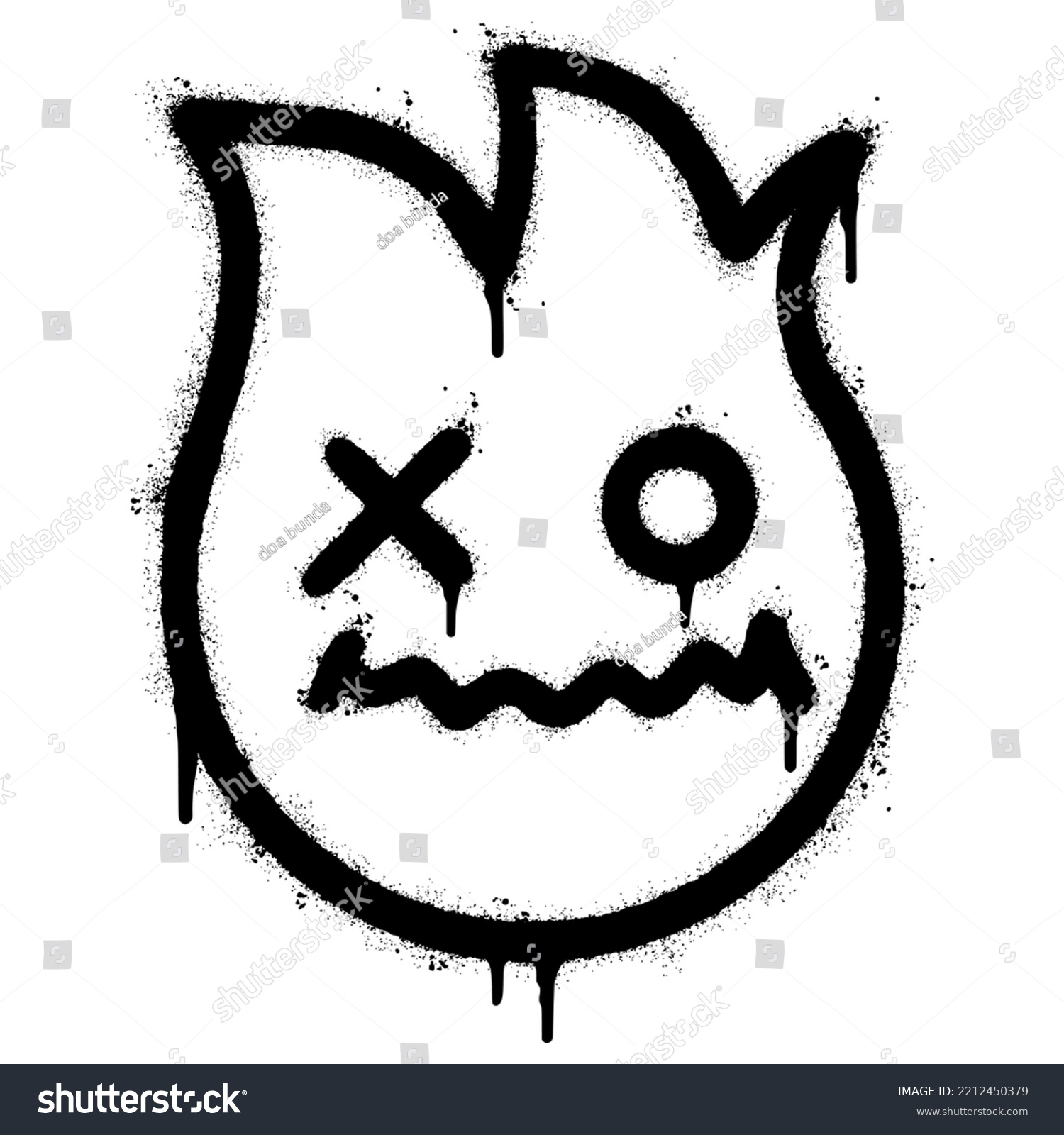 Graffiti Emoticon Scary Sick Face Isolated Stock Vector Royalty Free 2212450379 Shutterstock