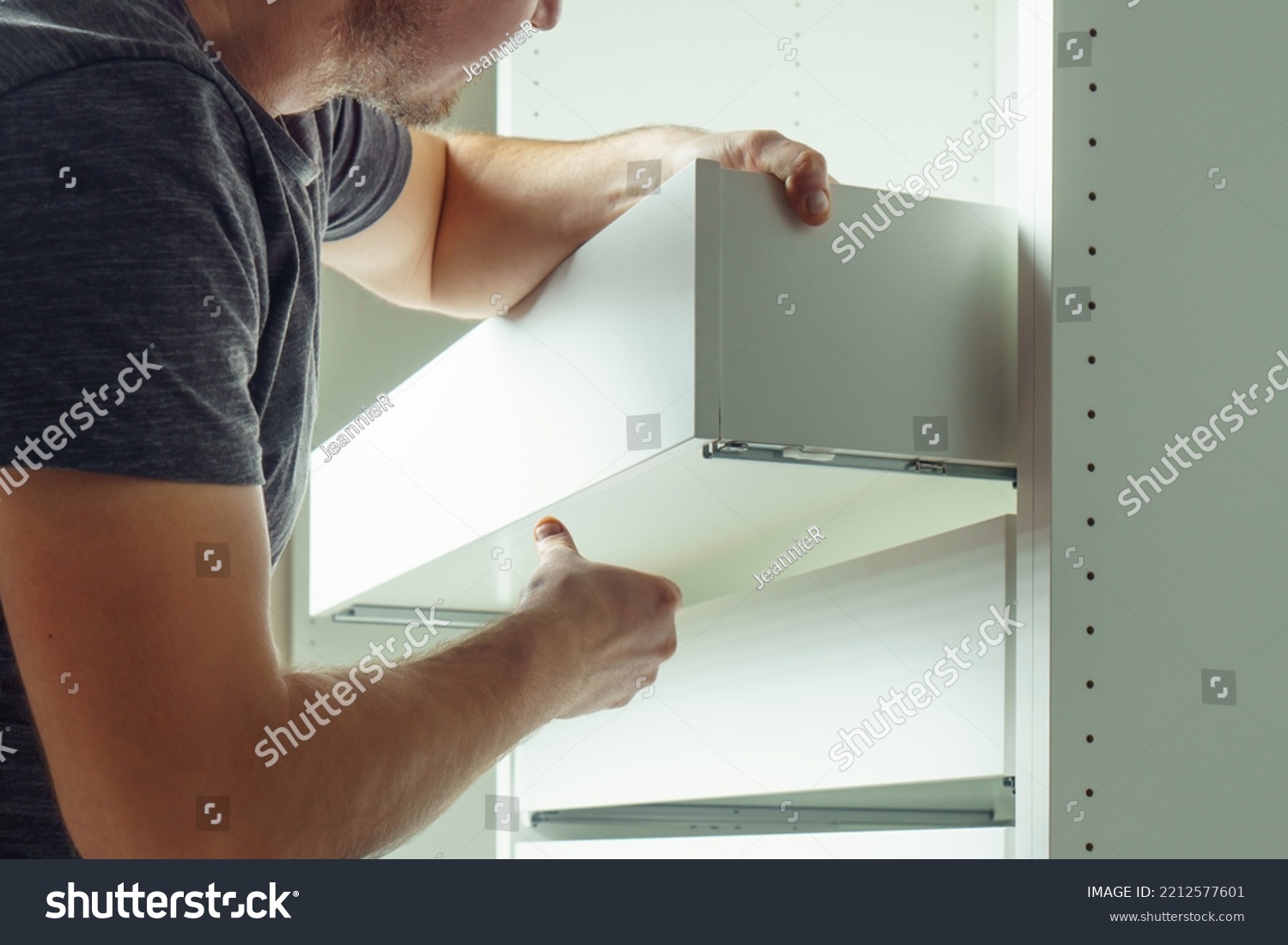 Male Hold Drawer Inserting Securing Rails Stock Photo 2212577601 ... Male Hold Drawer Inserting Securing Rails Stock Photo 2212577601 ...