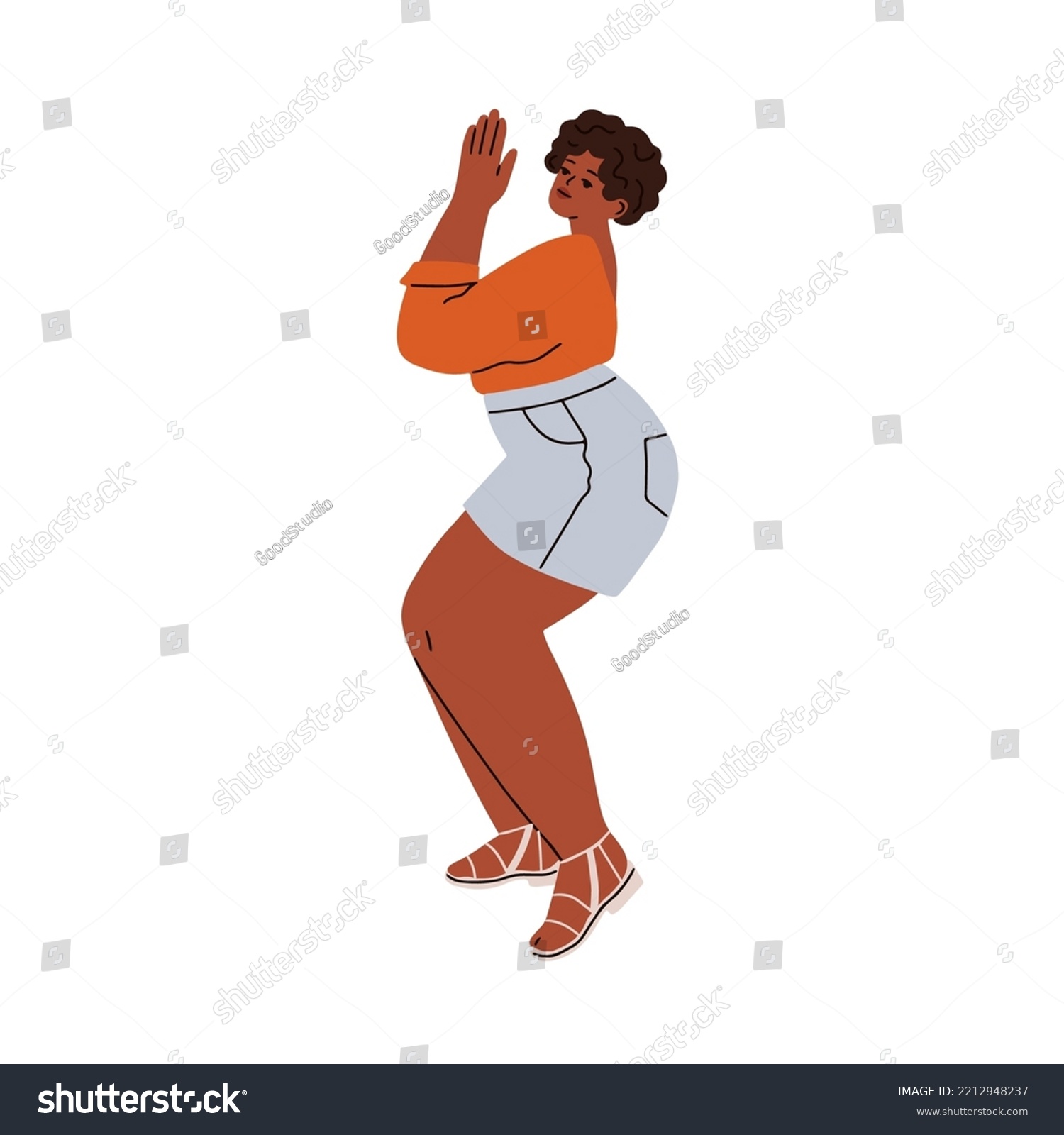 Young Chunky Girl Dancing Happy Curvy Stock Vector Royalty Free 2212948237 Shutterstock
