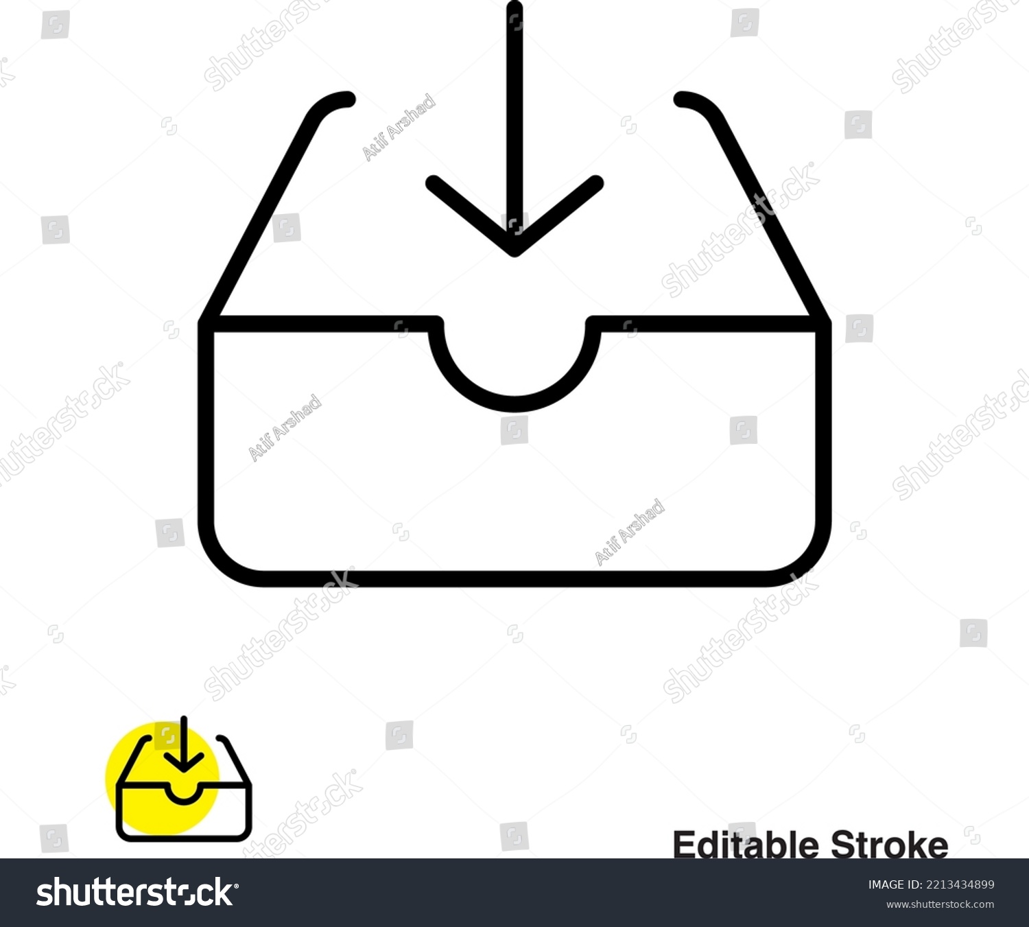 Inbox Mail Receive Vector Outline Icon Stock Vector Royalty Free