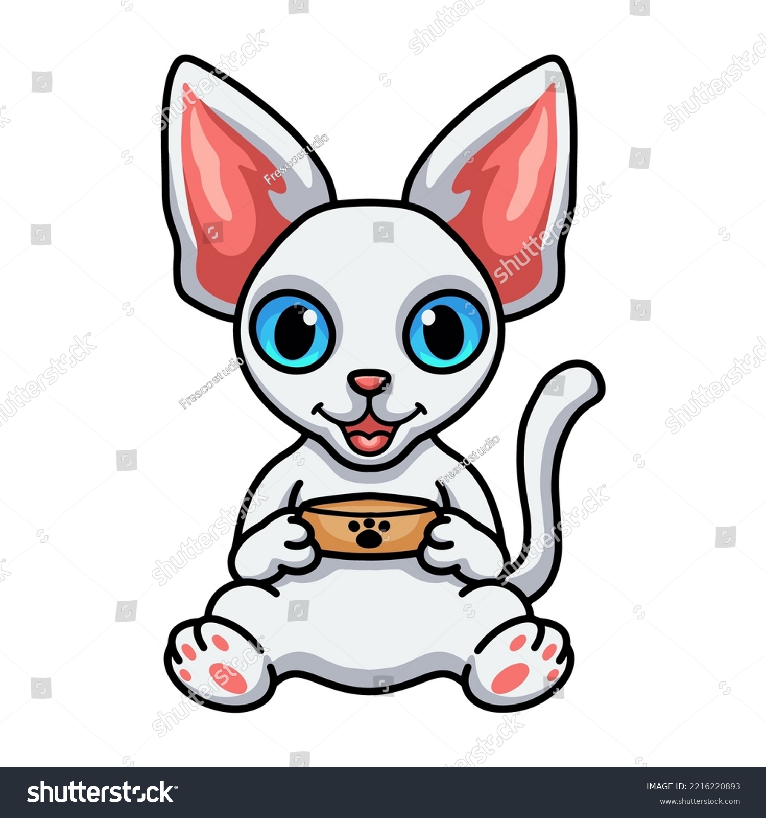 Cute Devon Rex Cat Cartoon Holding Stock Vector Royalty Free 2216220893 Shutterstock