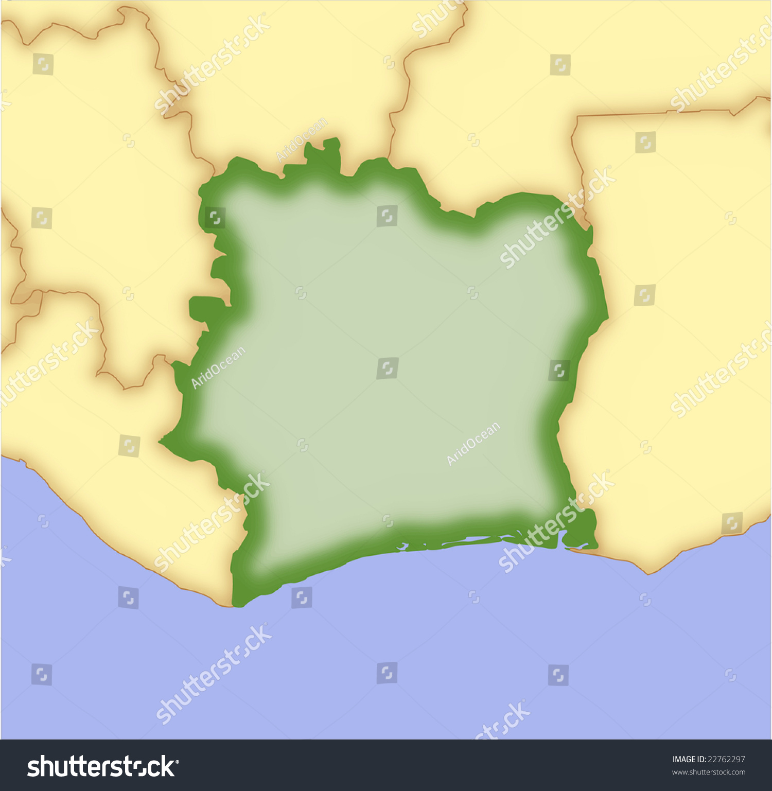 Ivory Coast Cote Divoire Vector Map Stock Vector Royalty Free
