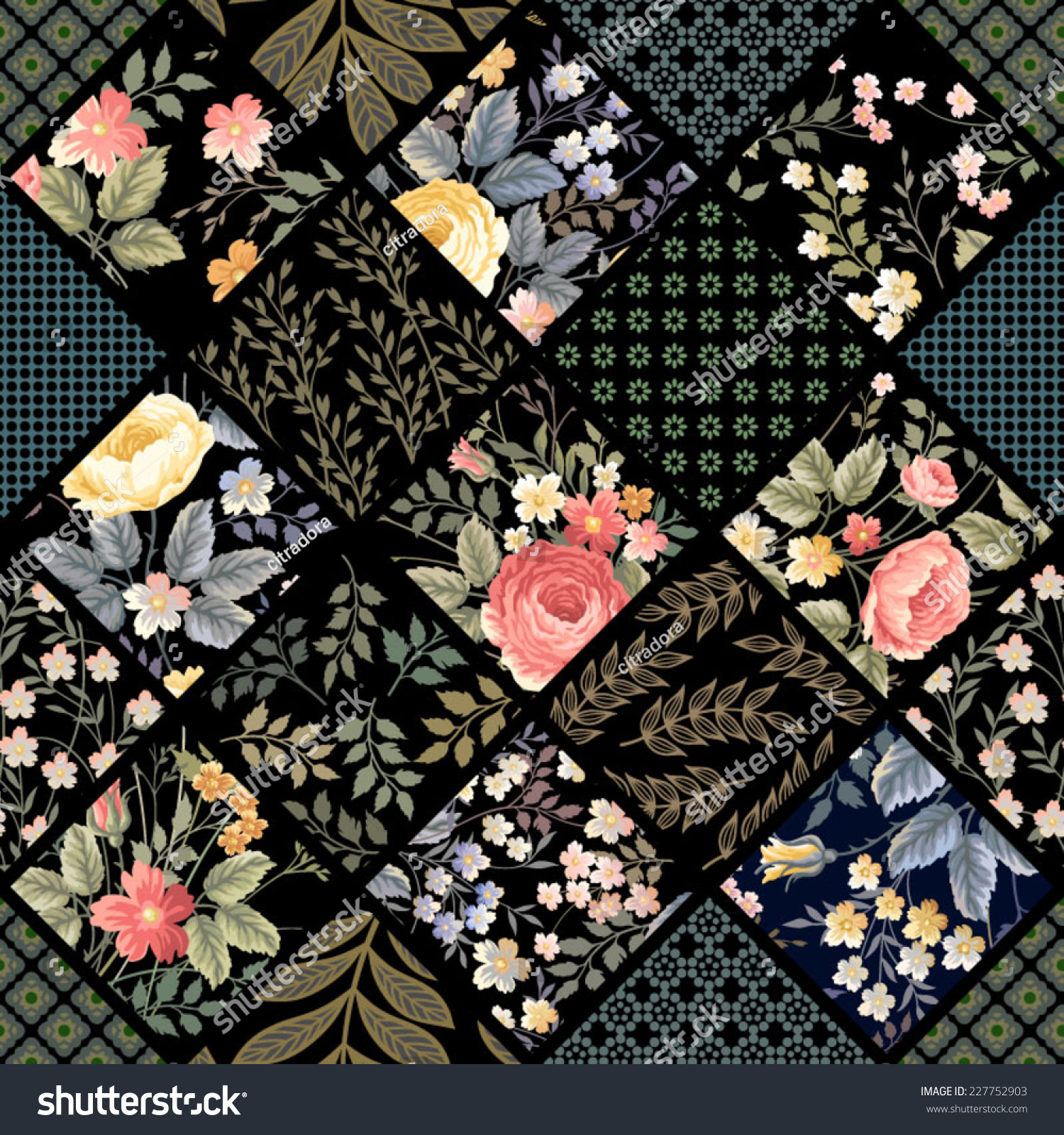 Seamless Patchwork Pattern Stock Vector (Royalty Free) 227752903 ...