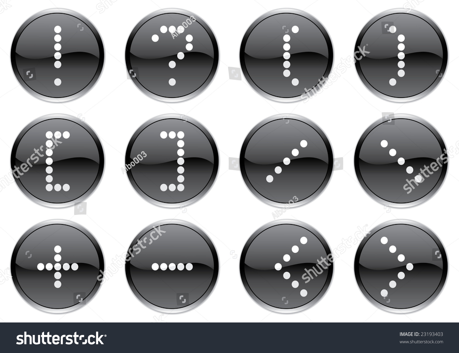 Matrix Symbols Icon Set White Black Stock Illustration 23193403