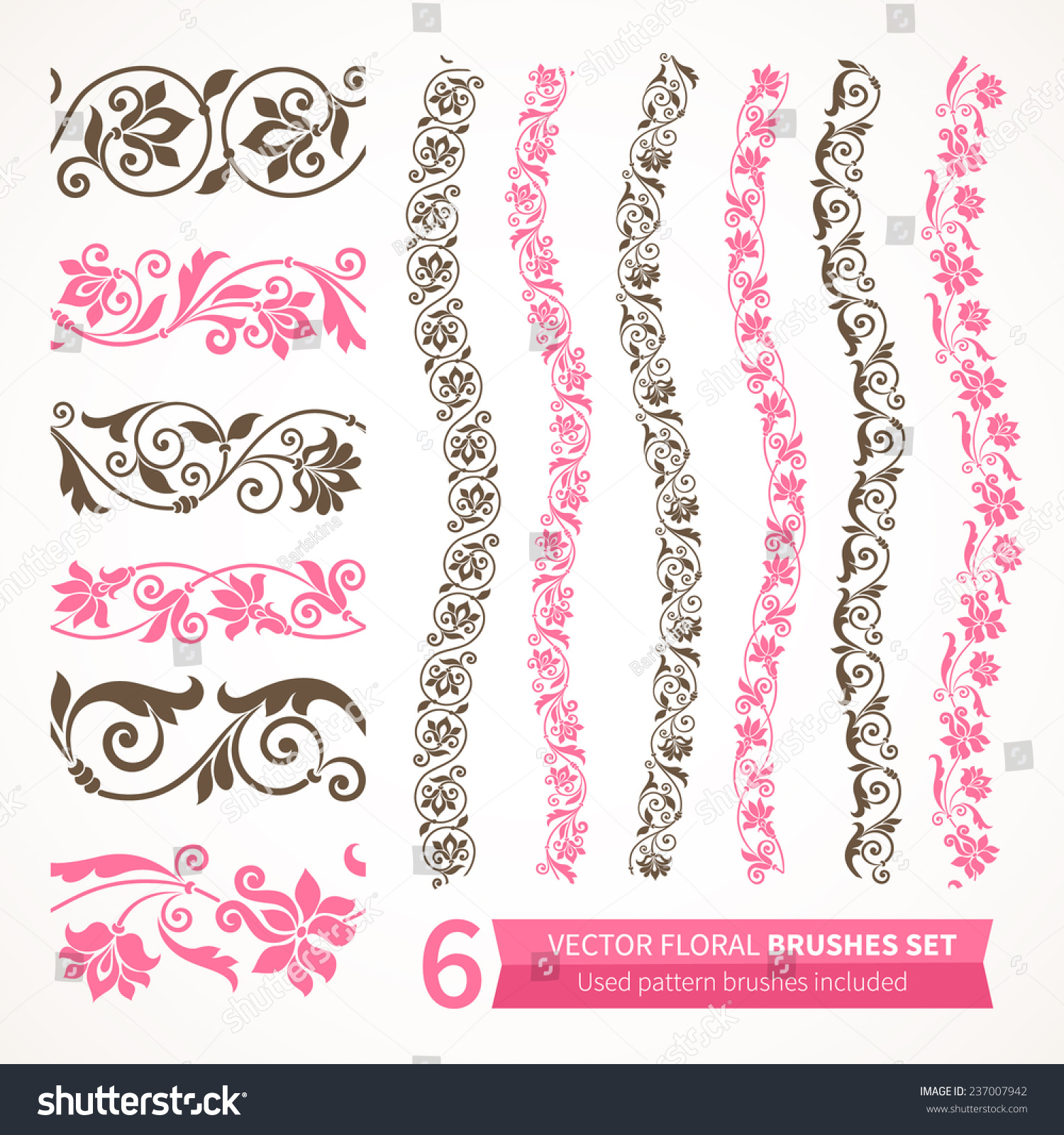 Vector Set Floral Elements Seamless Pattern Stock Vector (Royalty Free) 237007942 | Shutterstock