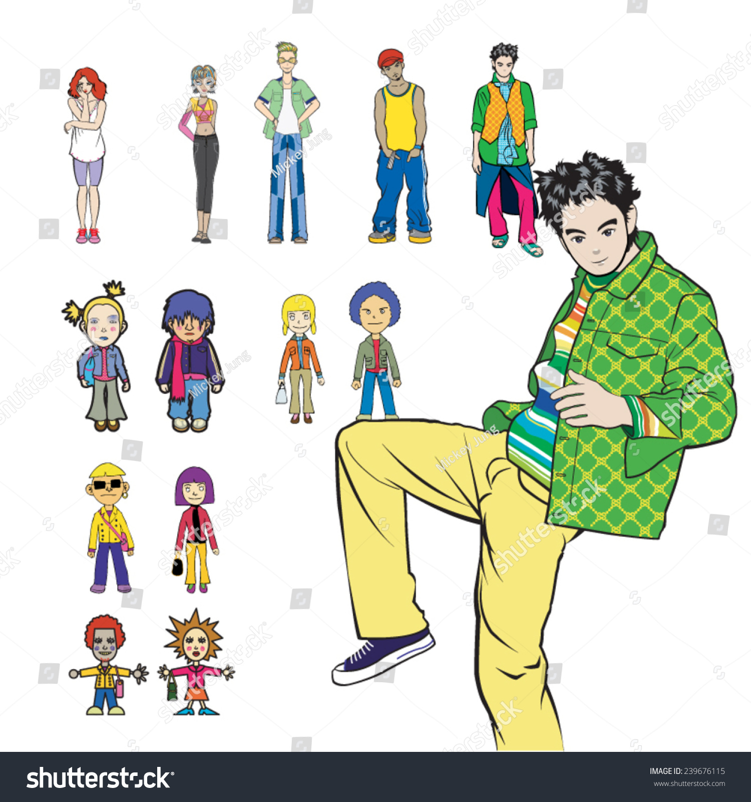 Group Fashion Cartoon Young People Stock Vector (Royalty Free ... Group Fashion Cartoon Young People Stock Vector (Royalty Free ...