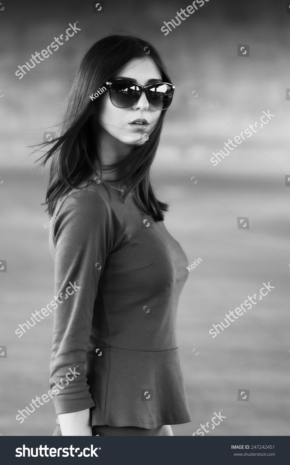 Sexy Girl Outdoors Monochrome Image Foto Stok 247242451 Shutterstock