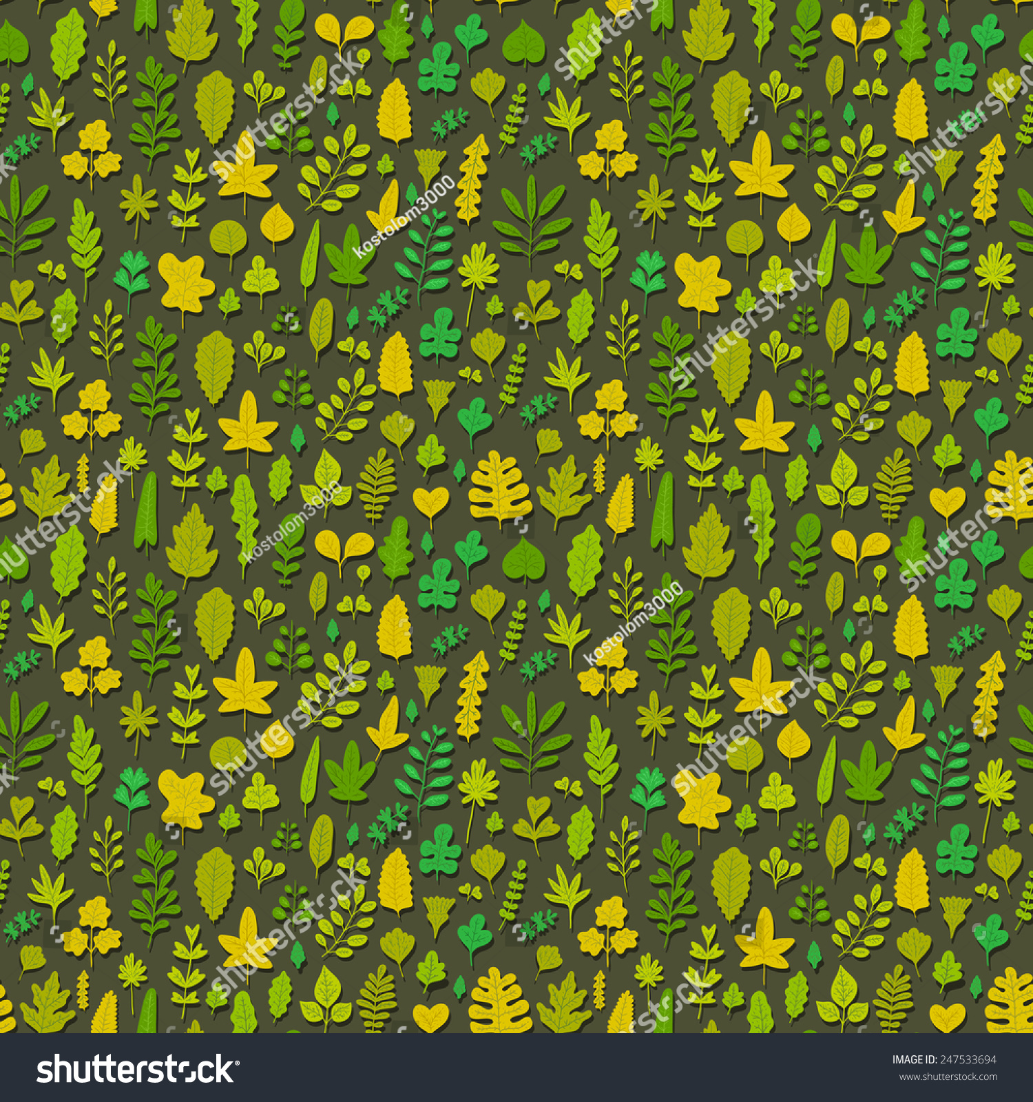 Leaf Seamless Pattern Vector Leaves Background Stock Vector Royalty