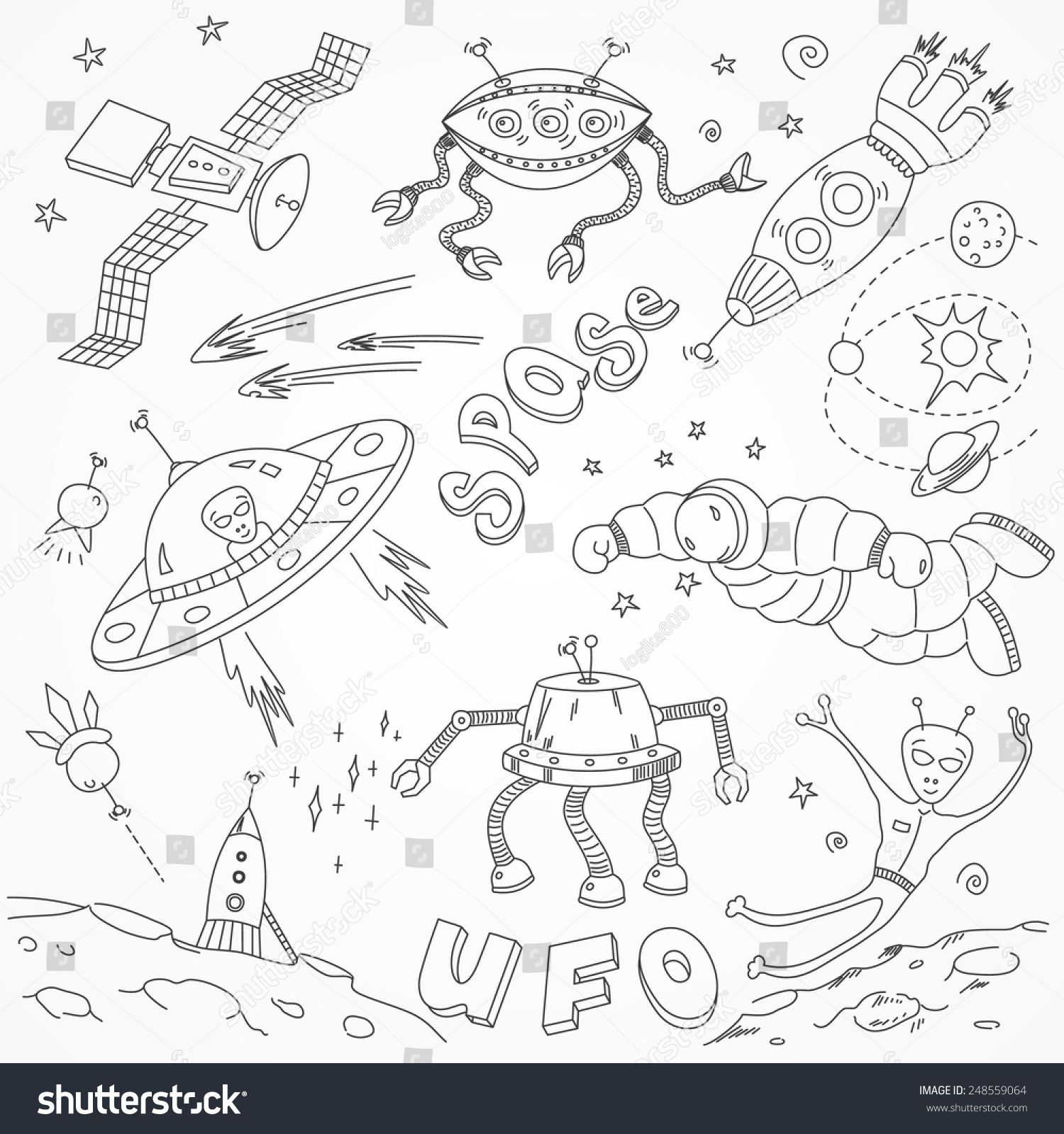 Outer Space Design Elements Stock Vector (Royalty Free) 248559064 ...