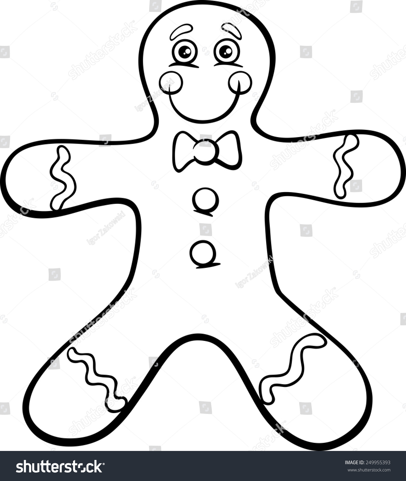 Black White Cartoon Vector Illustration Gingerbread: เวกเตอร์สต็อก ...