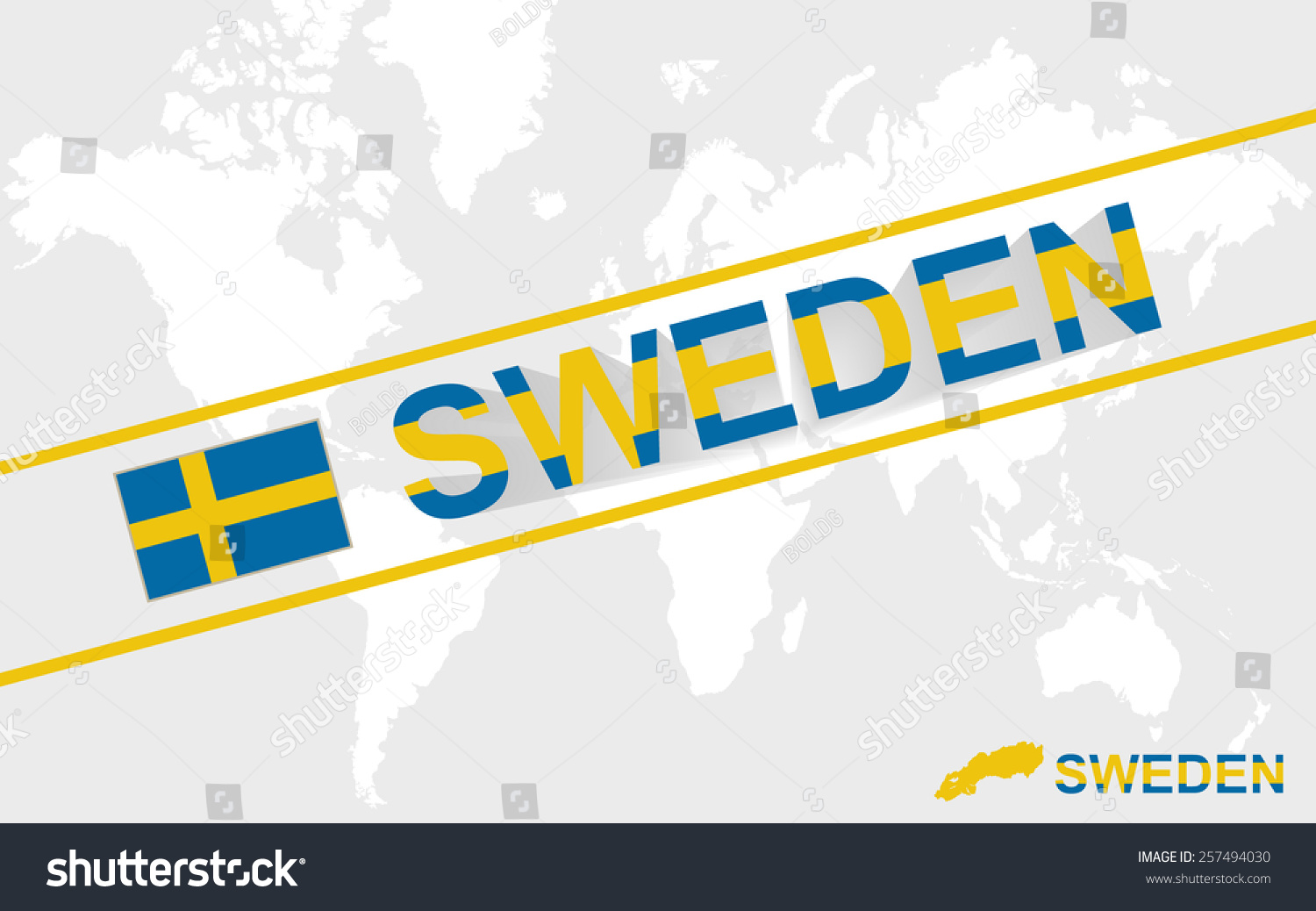 Sweden Map Flag Text Illustration On Stock Vector Royalty Free