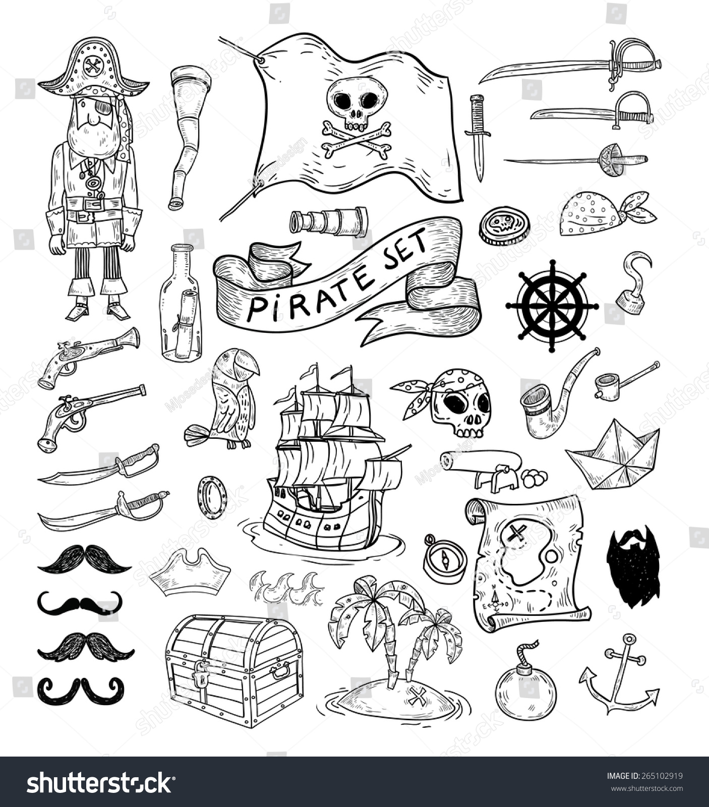 Doodle Pirate Elememts Vector Illustration Stock Vector (Royalty Free ... Doodle Pirate Elememts Vector Illustration Stock Vector (Royalty Free ...