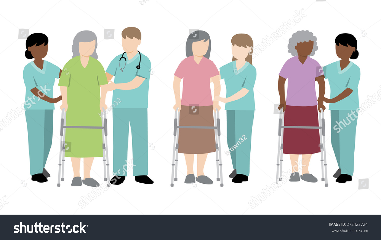Nurse Helping Female Patient Walker Stock Vector (Royalty Free ... Nurse Helping Female Patient Walker Stock Vector (Royalty Free ...