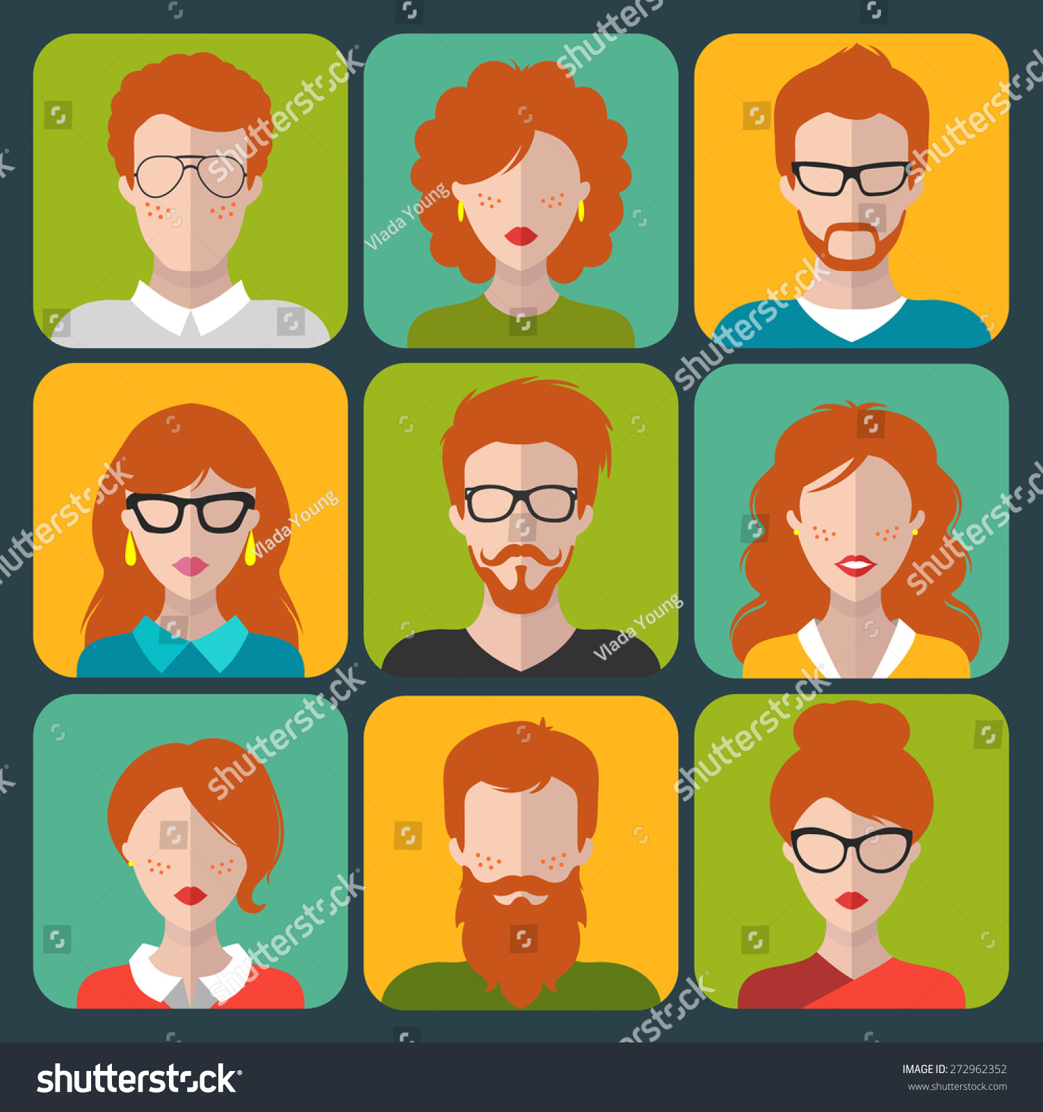 Vector Set Different Redhead People App Stock Vector Royalty Free