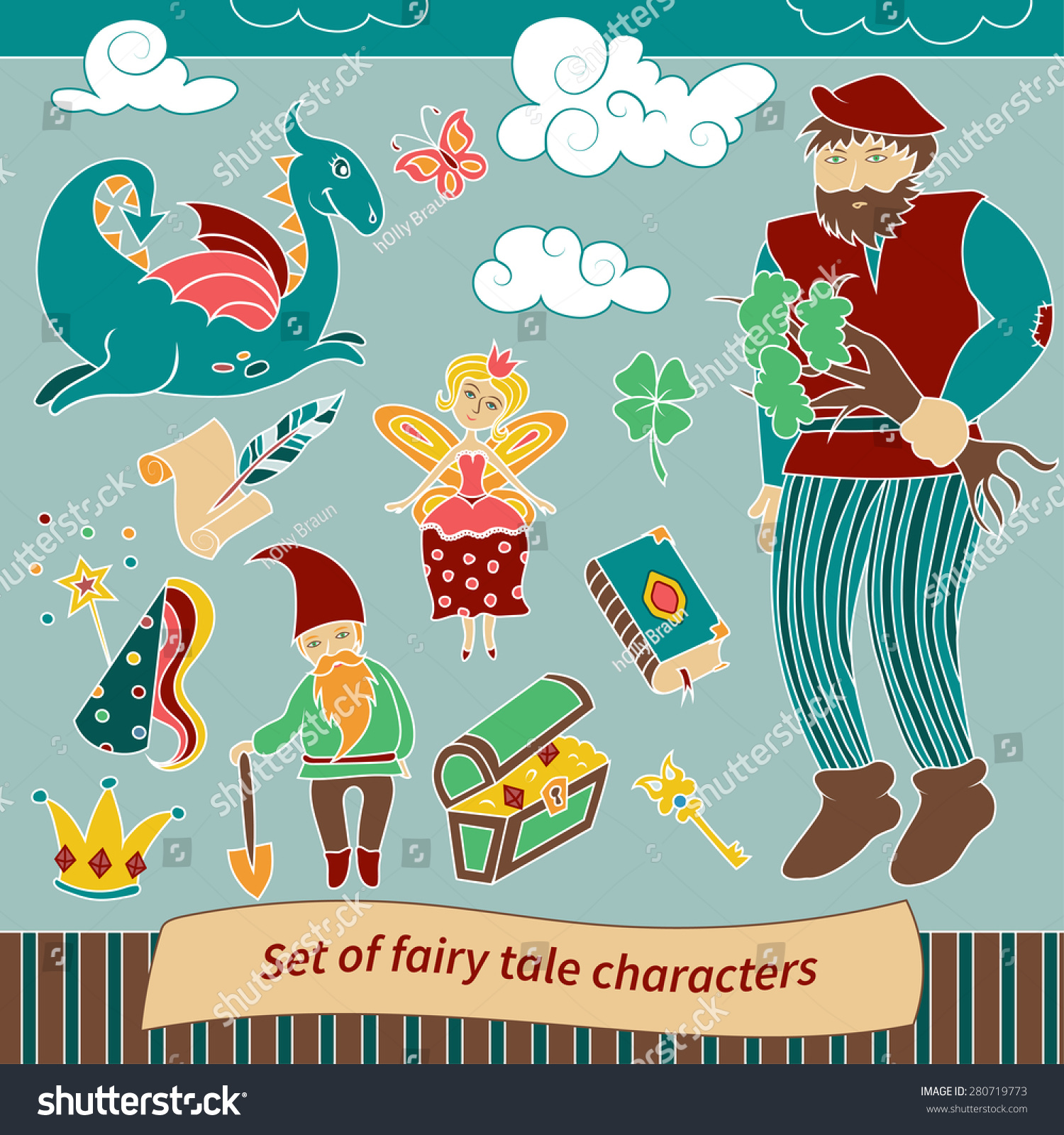 Set Fairy Tale Characters เวกเตอร์สต็อก ปลอดค่าลิขสิทธิ์ 280719773