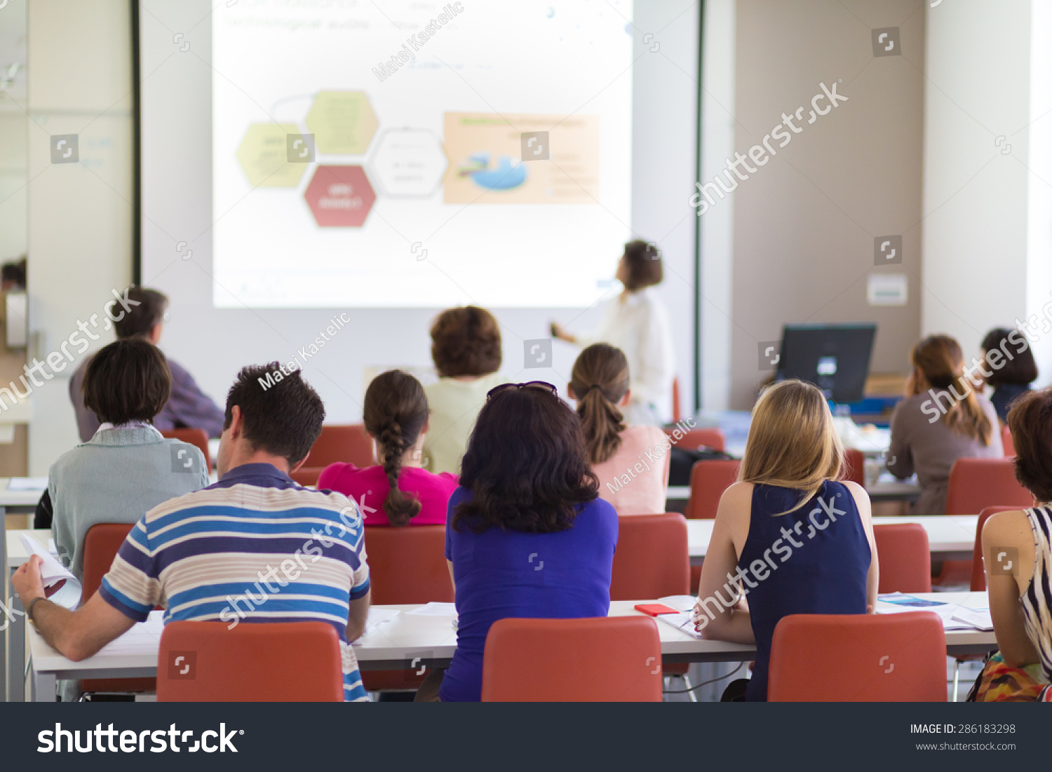 Speaker Giving Presentation Lecture Hall University Stock Photo ...