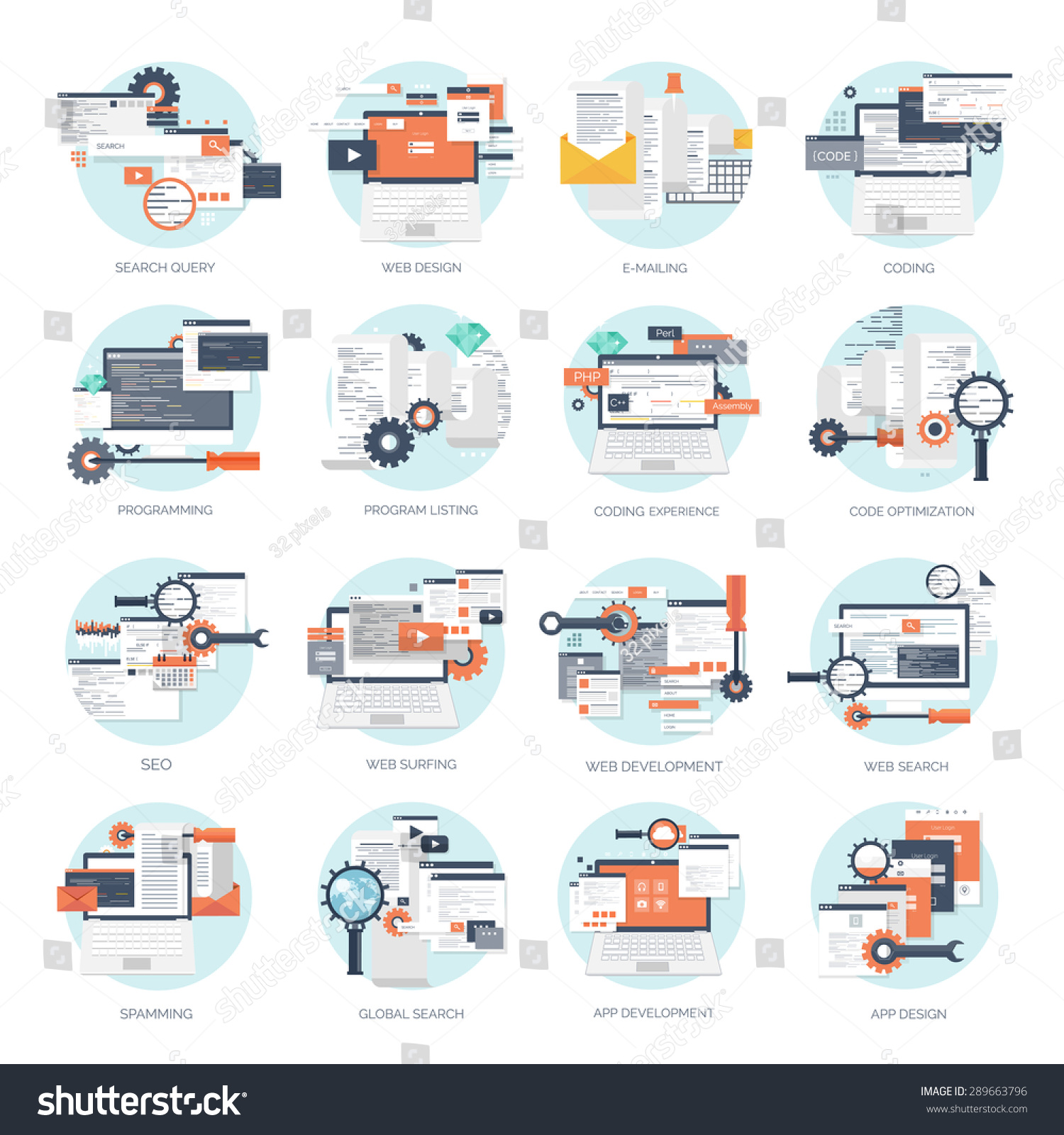 Programming Coding Backgroundflat Designprogram Source Codesoftware Stock Vector Royalty Free
