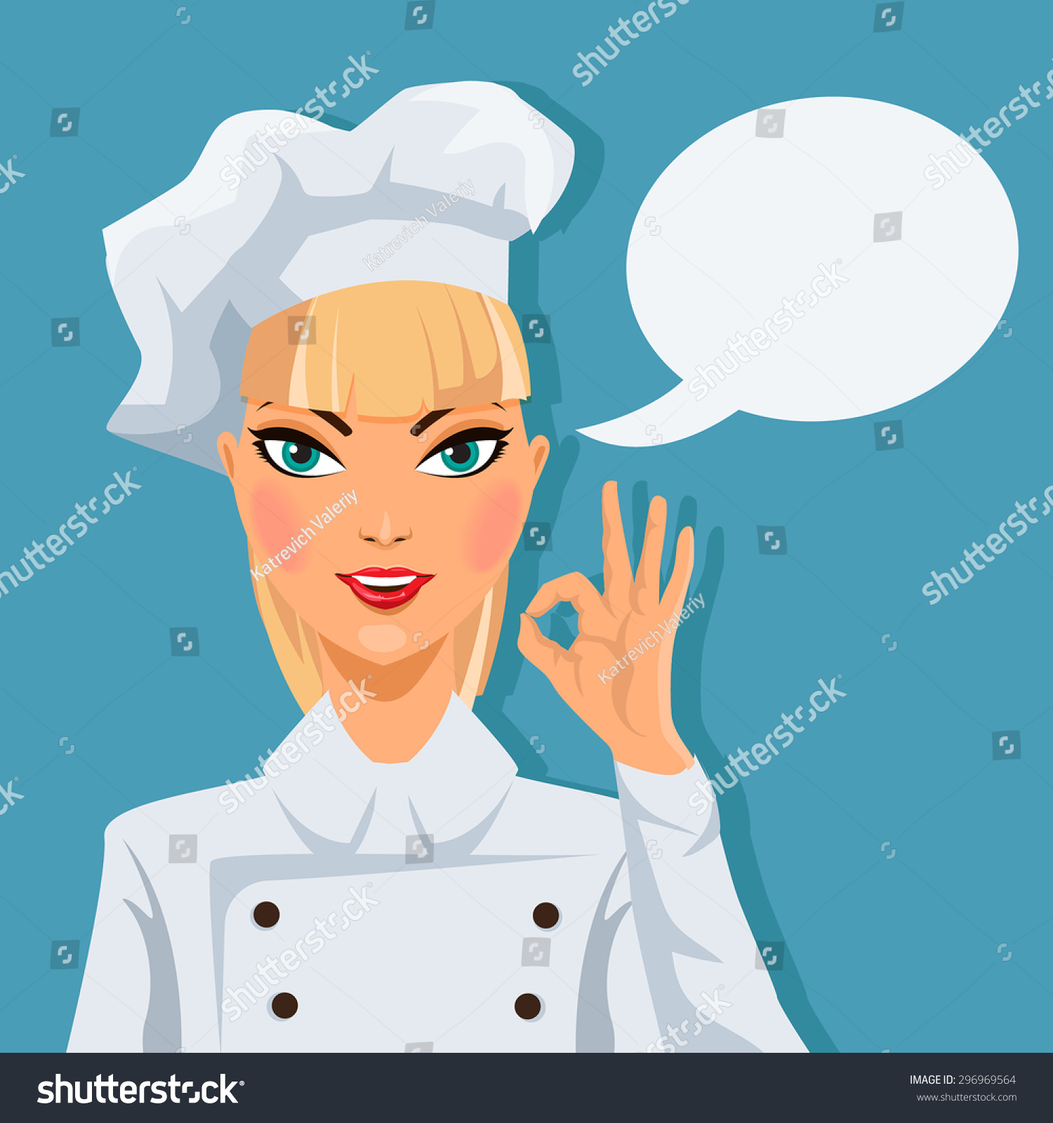 Young Chef Woman Uniform Vector Illustration Stock Vector Royalty Free