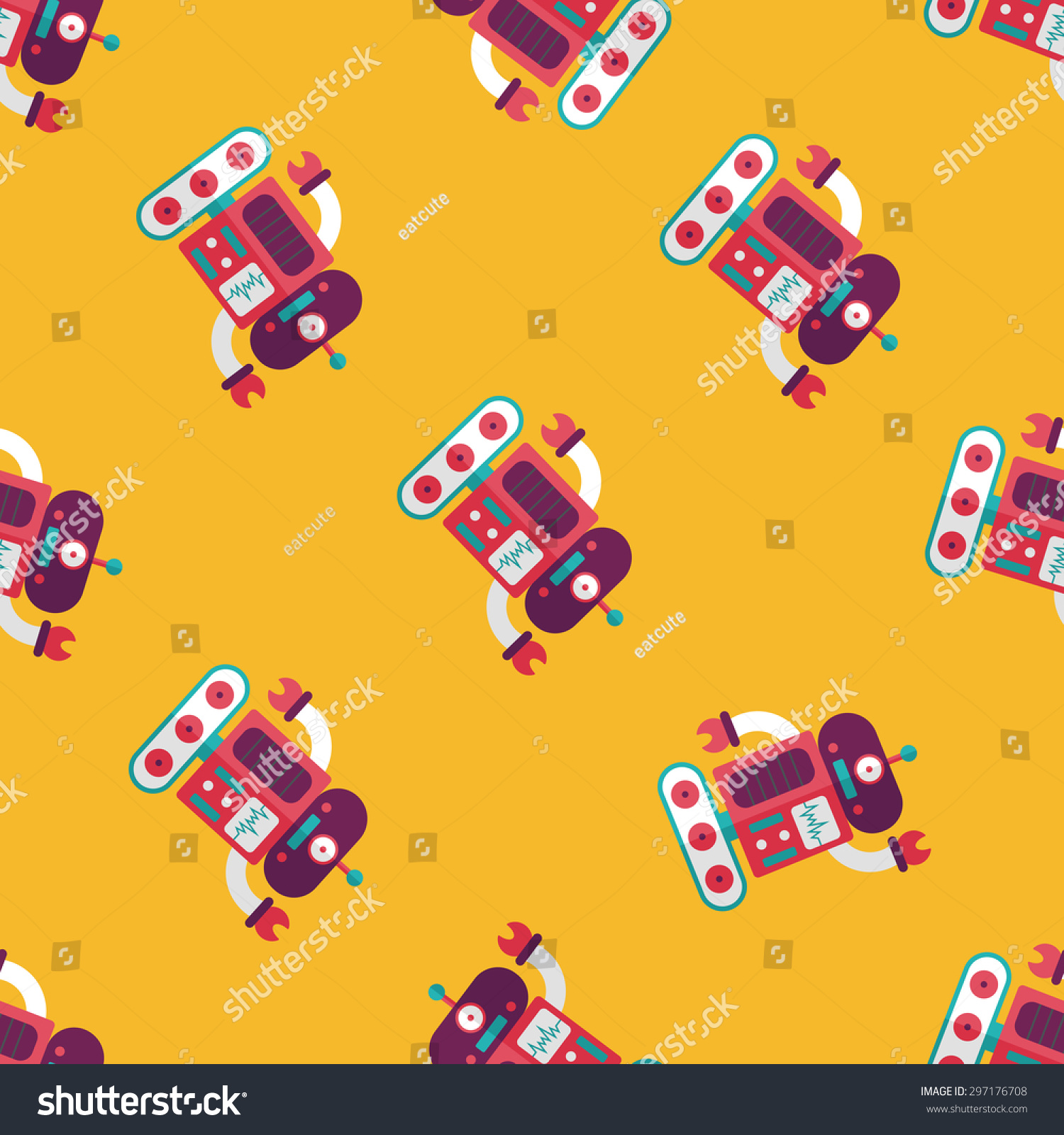 Robot Concept Flat Iconeps10 Seamless Pattern Stock Vector (Royalty Free) 297176708 | Shutterstock