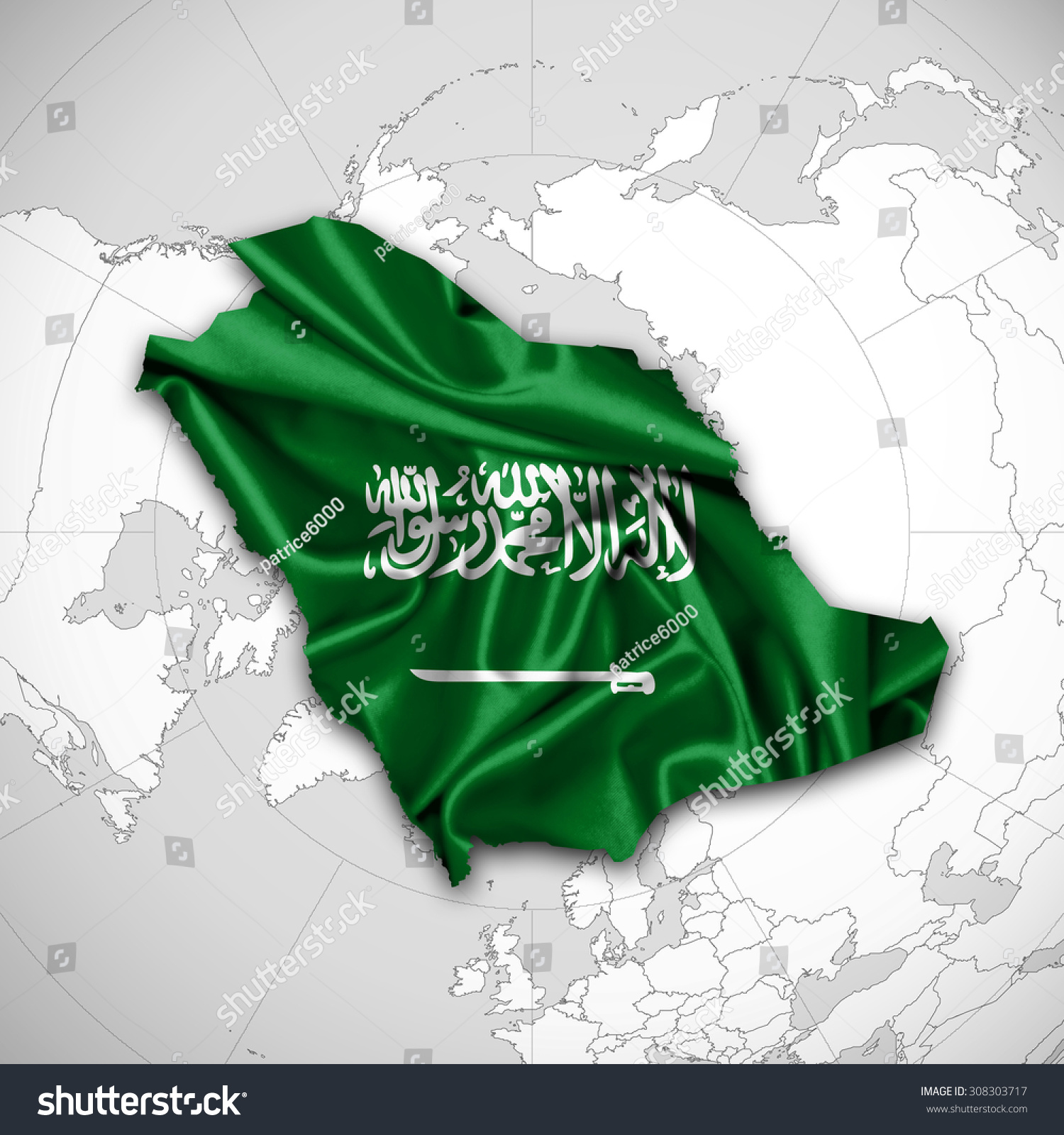 Saudi Arabia Flag Map Silk World Stock Illustration 308303717 ...
