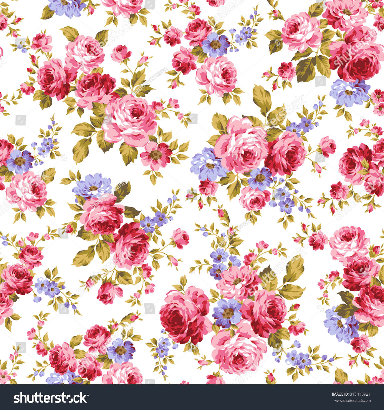 Rose Flower Pattern Stock Vector (Royalty Free) 313418921 | Shutterstock
