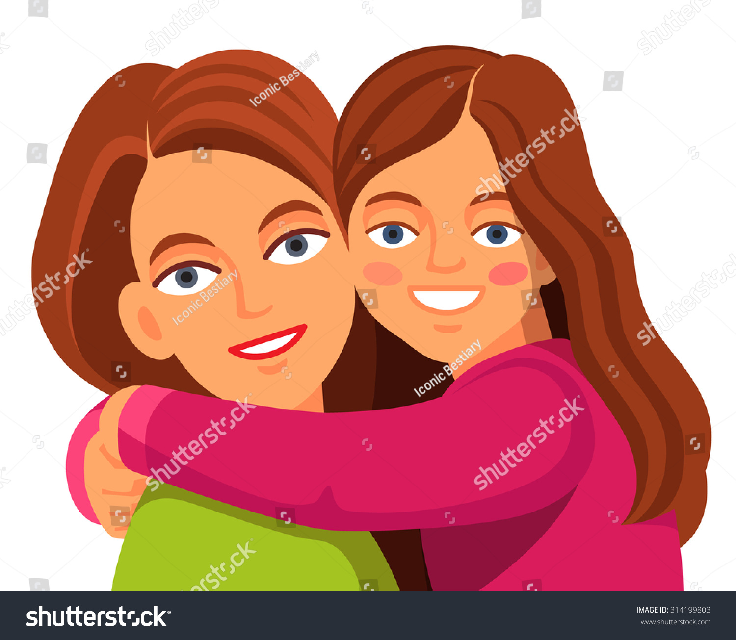 Mother Her Daughter Hugging Smiling Face 库存矢量图(免版税)314199803 Shutterstock