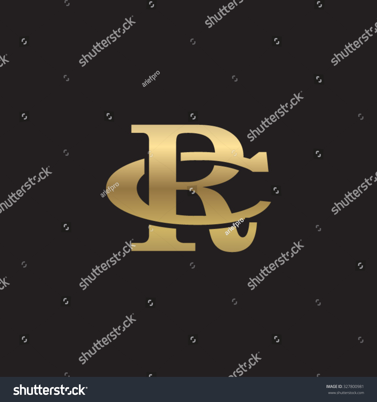 Letter C R Monogram Golden Logo Stock Vector (Royalty Free) 327800981 ...